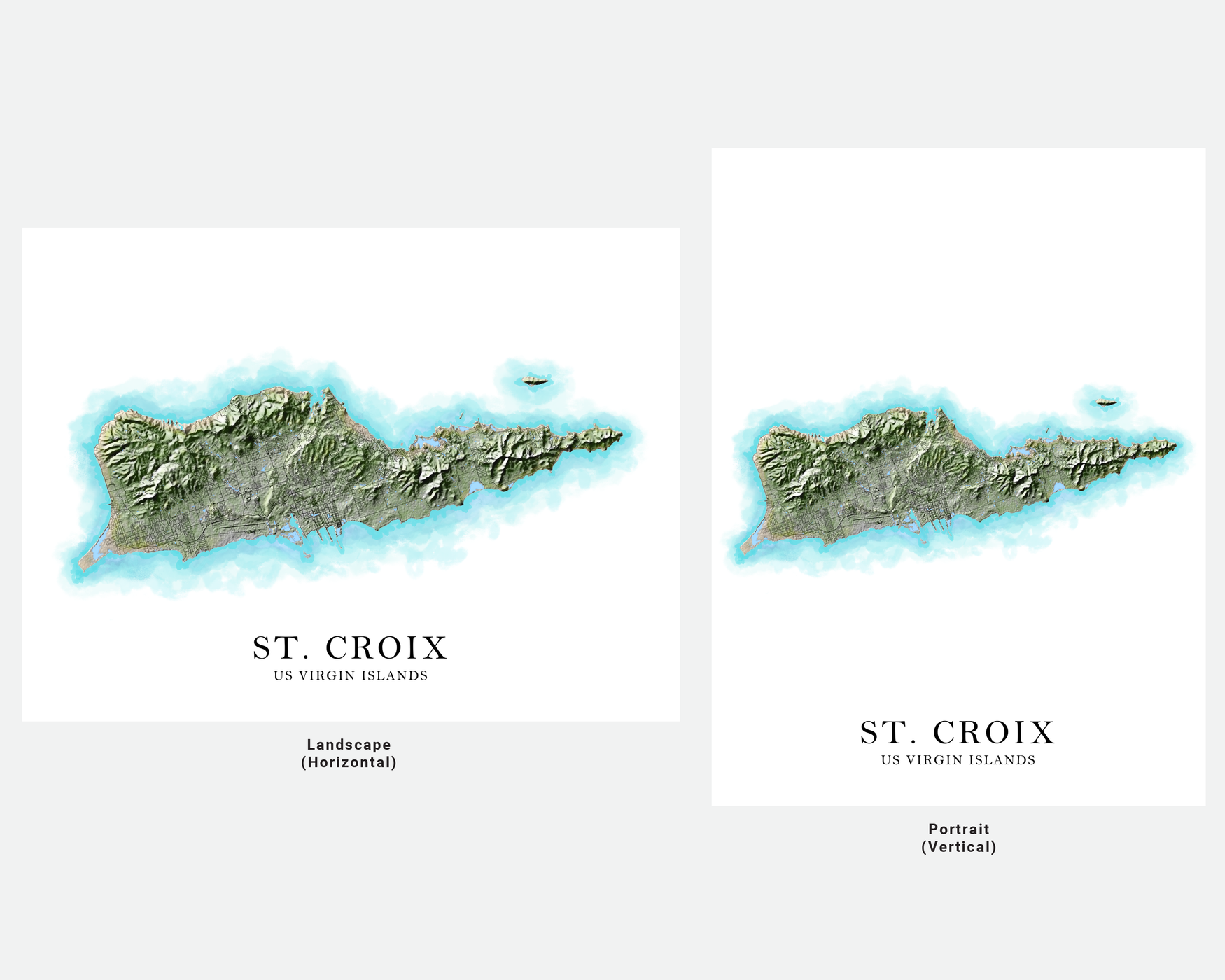 St Croix USVI Map Watercolor Style Wall Art Print Poster, Saint Croix ...