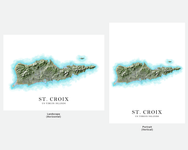 St Croix USVI Map Watercolor Style Wall Art Print Poster, Saint Croix ...