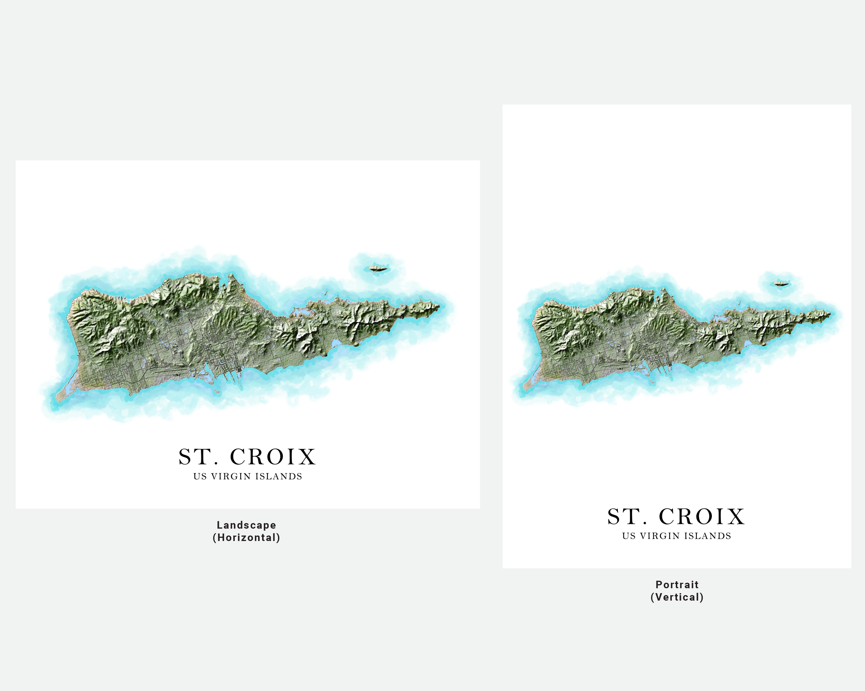 St Croix USVI Map Watercolor Style Wall Art Print Poster, Saint Croix ...