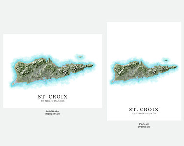 St Croix USVI Map Watercolor Style Wall Art Print Poster, Saint Croix ...