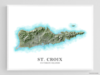 St Croix USVI Map Watercolor Style Wall Art Print Poster, Saint Croix ...