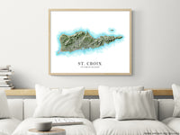 St Croix USVI Map Watercolor Style Wall Art Print Poster, Saint Croix ...