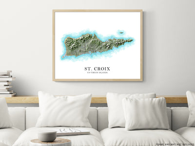 St Croix USVI Map Watercolor Style Wall Art Print Poster, Saint Croix ...