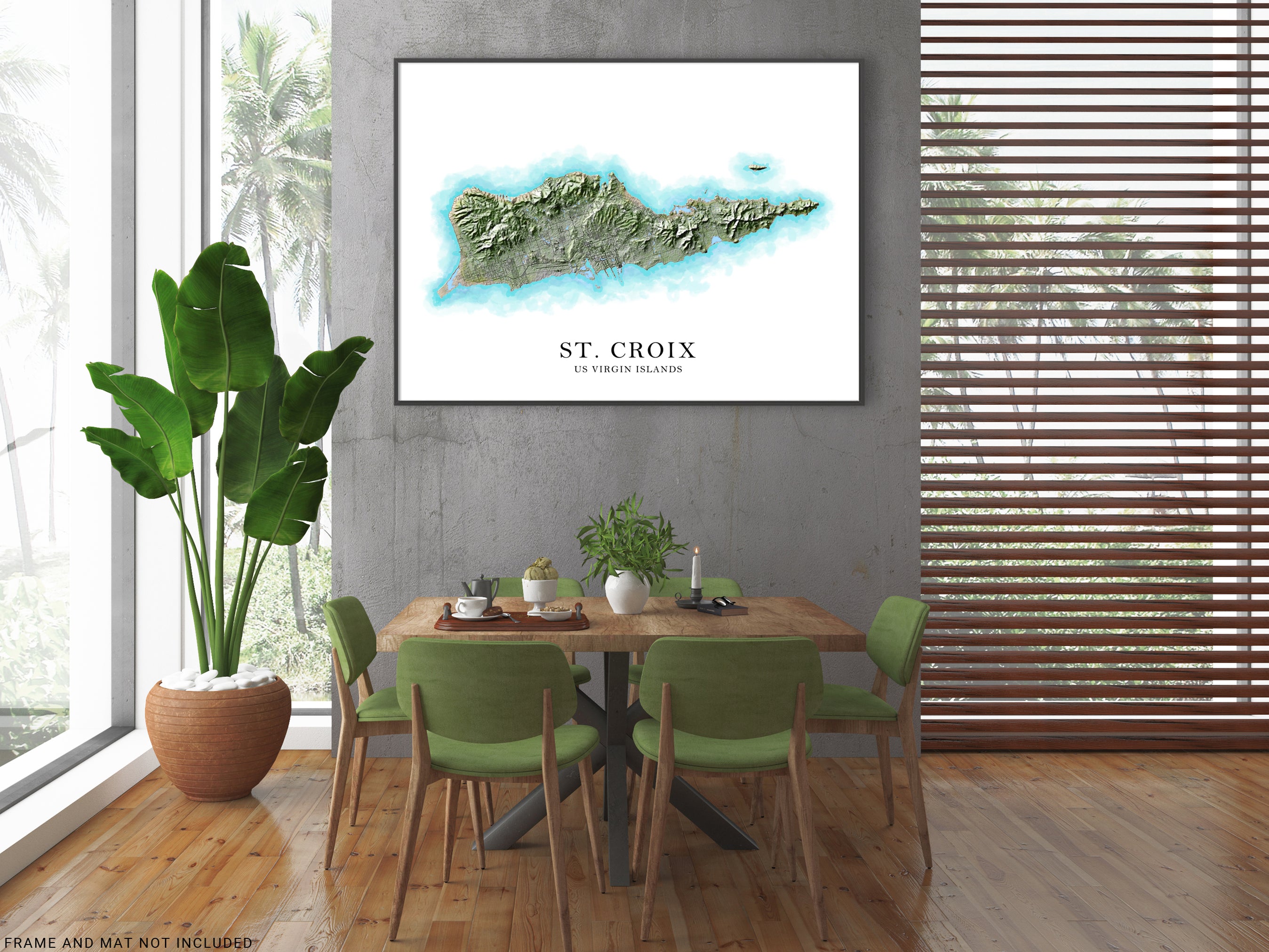 St Croix USVI Map Watercolor Style Wall Art Print Poster, Saint Croix ...