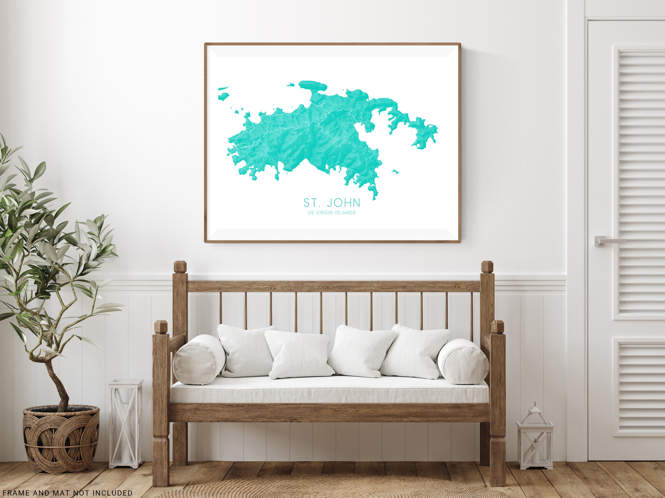 St John US Virgin Islands Map Wall Art Print Poster - Topographic USVI ...