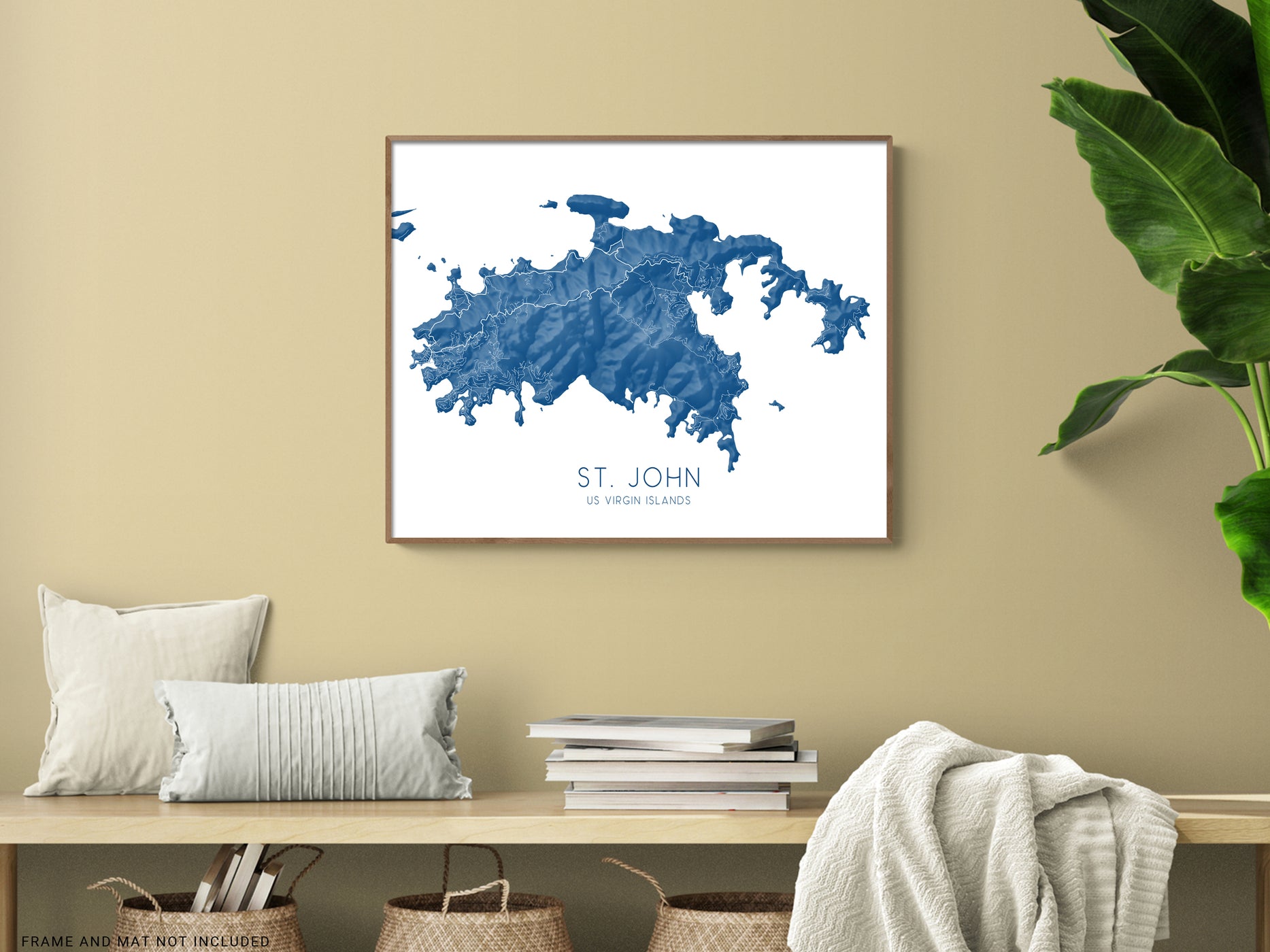 St John US Virgin Islands Map Wall Art Print Poster - Topographic USVI ...