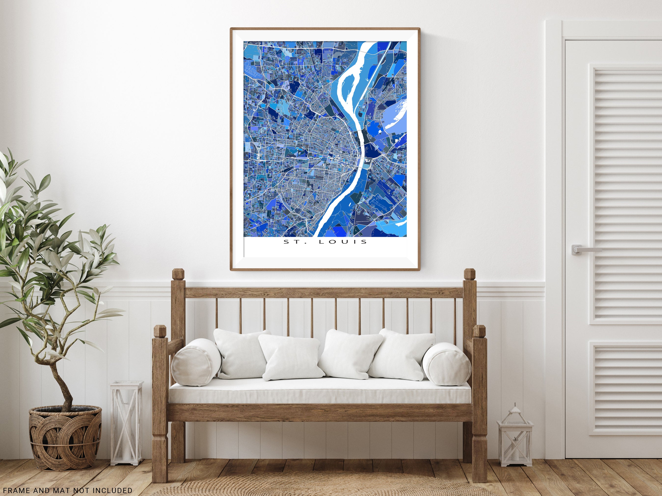 St. Louis Map Wall Art Print Poster, Blue Geometric Saint Louis Missou ...