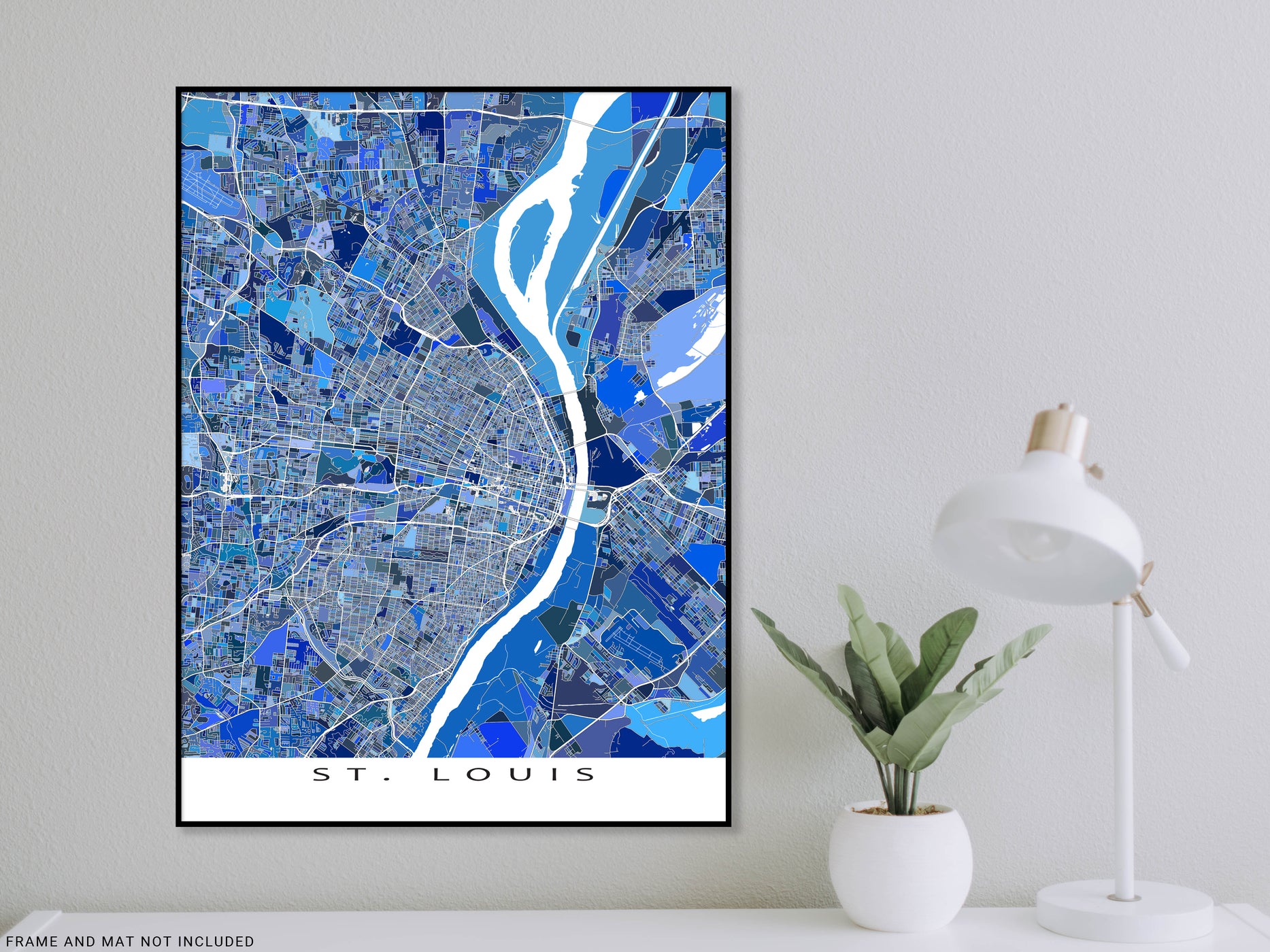 St. Louis Map Wall Art Print Poster, Blue Geometric Saint Louis Missou ...