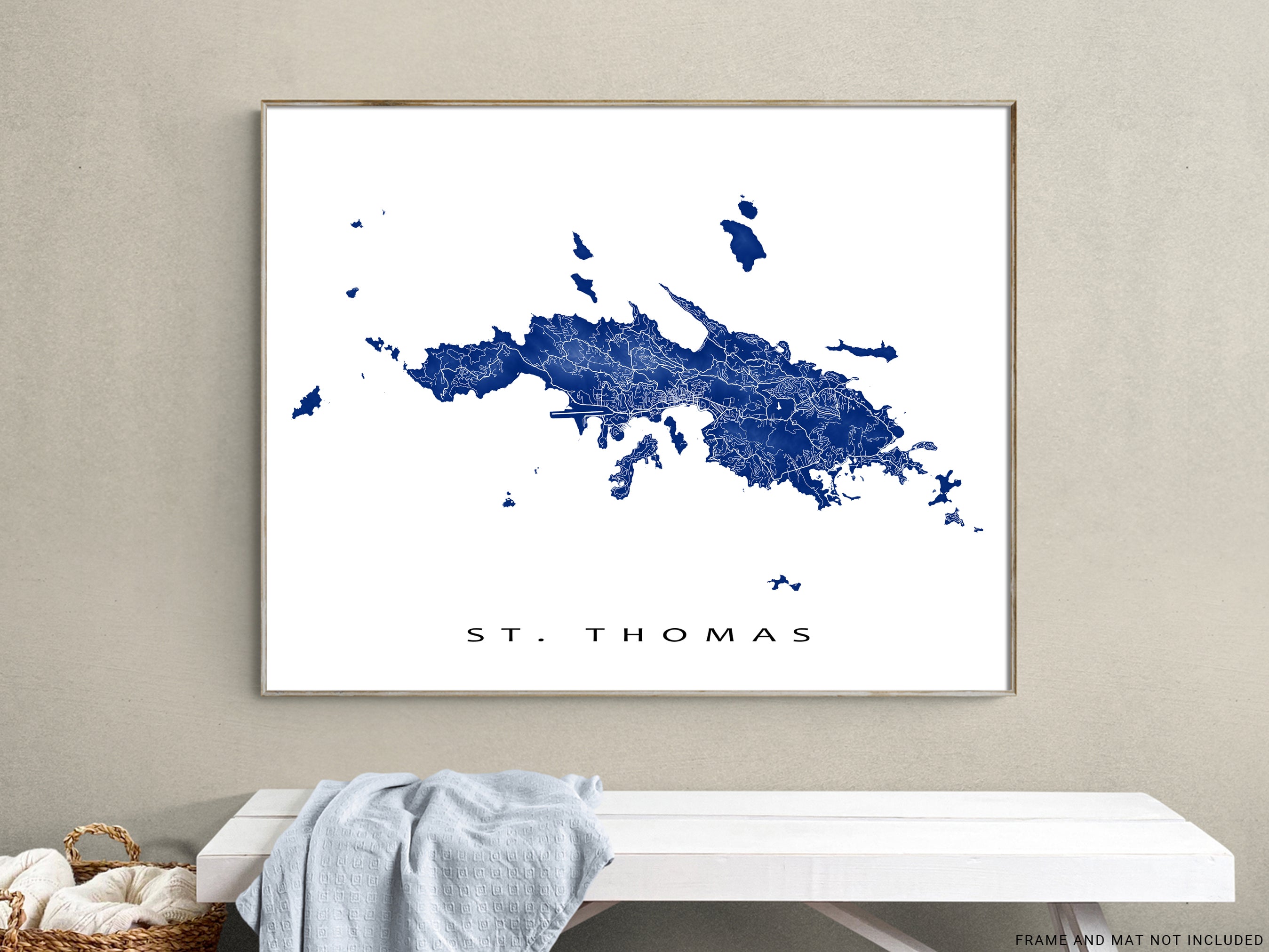 St. Thomas USVI Map Print: US Virgin Islands Wall Art Poster, Topograp ...