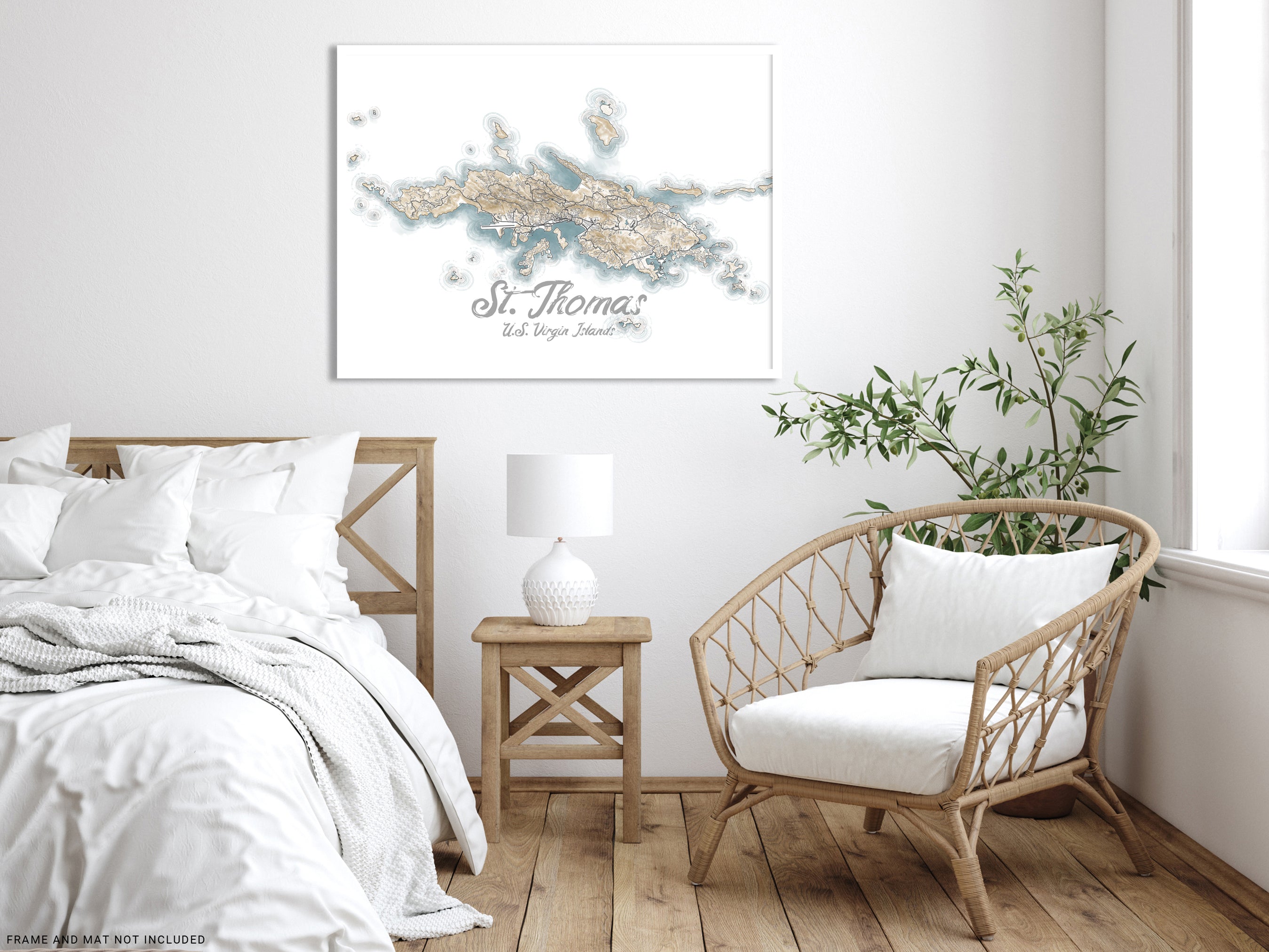 St Thomas USVI Contour Map Print Poster, US Virgin Islands Caribbean W ...