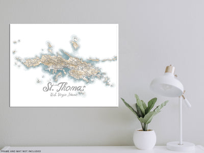 St Thomas USVI Contour Map Print Poster, US Virgin Islands Caribbean W ...