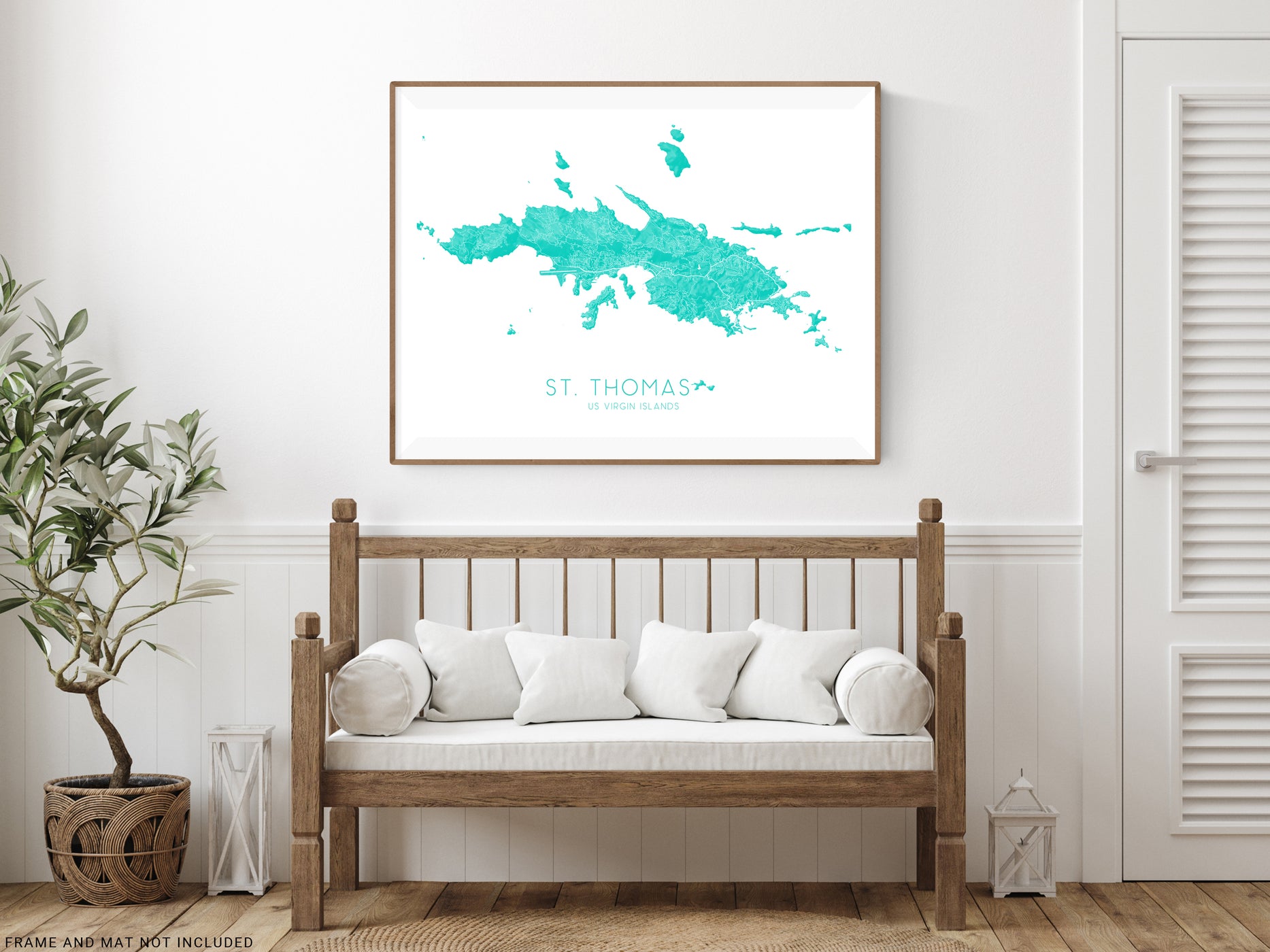 St. Thomas USVI Map Print Poster - Topographic Road Map of St Thomas U ...