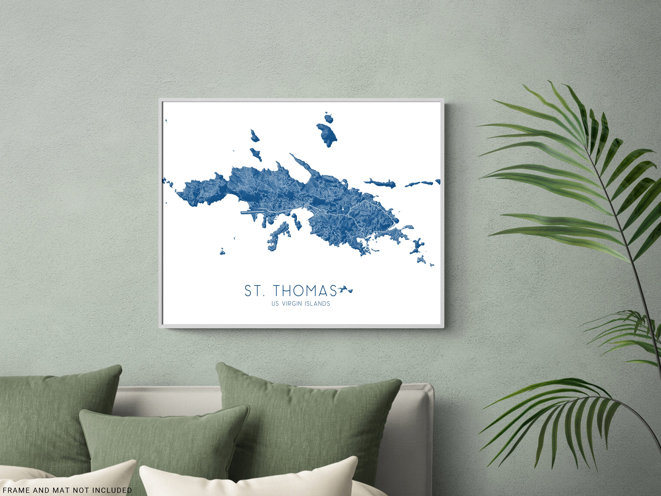 St. Thomas USVI Map Print Poster - Topographic Road Map of St Thomas U ...