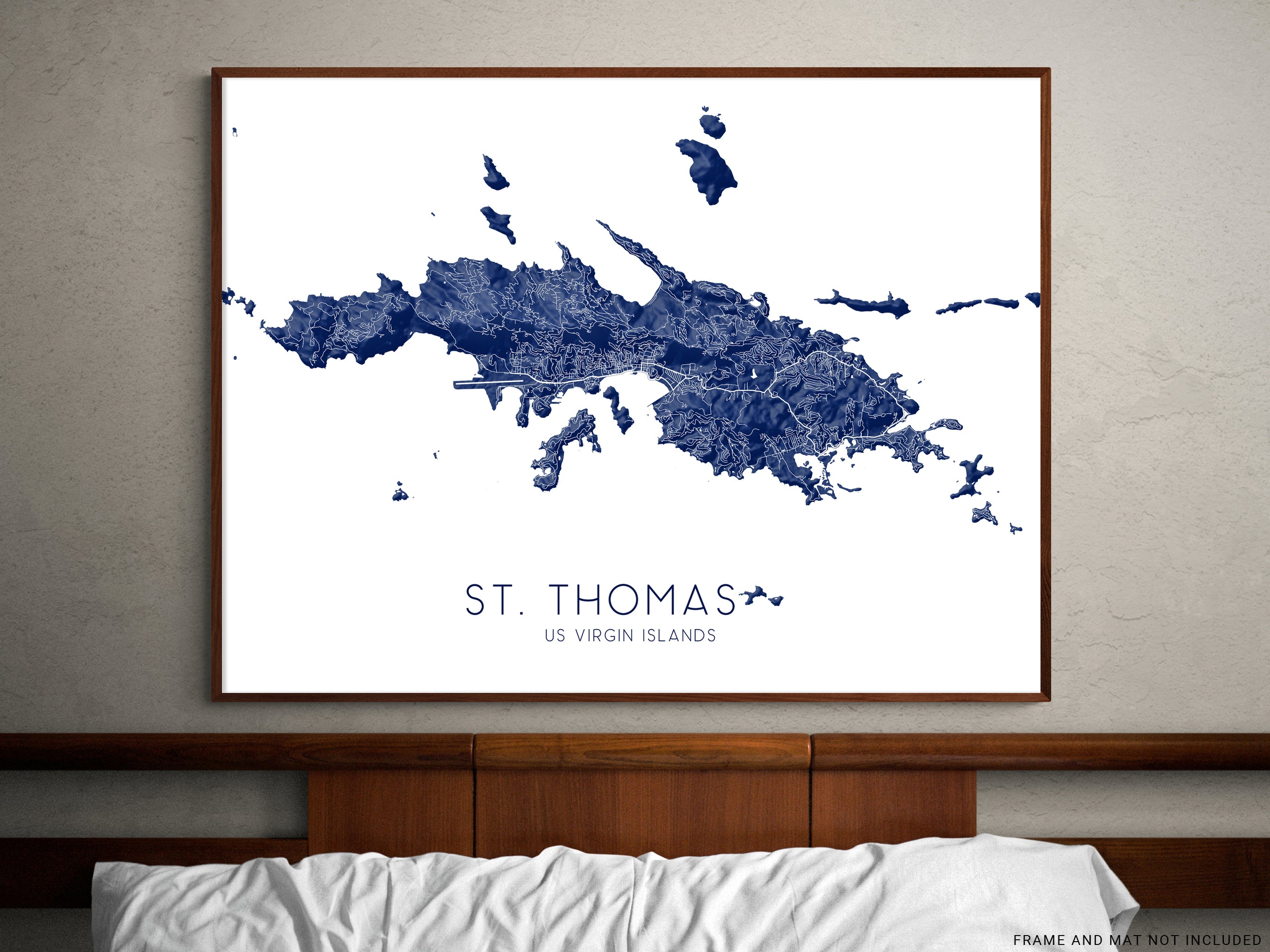 St. Thomas USVI Map Print Poster - Topographic Road Map of St Thomas U ...