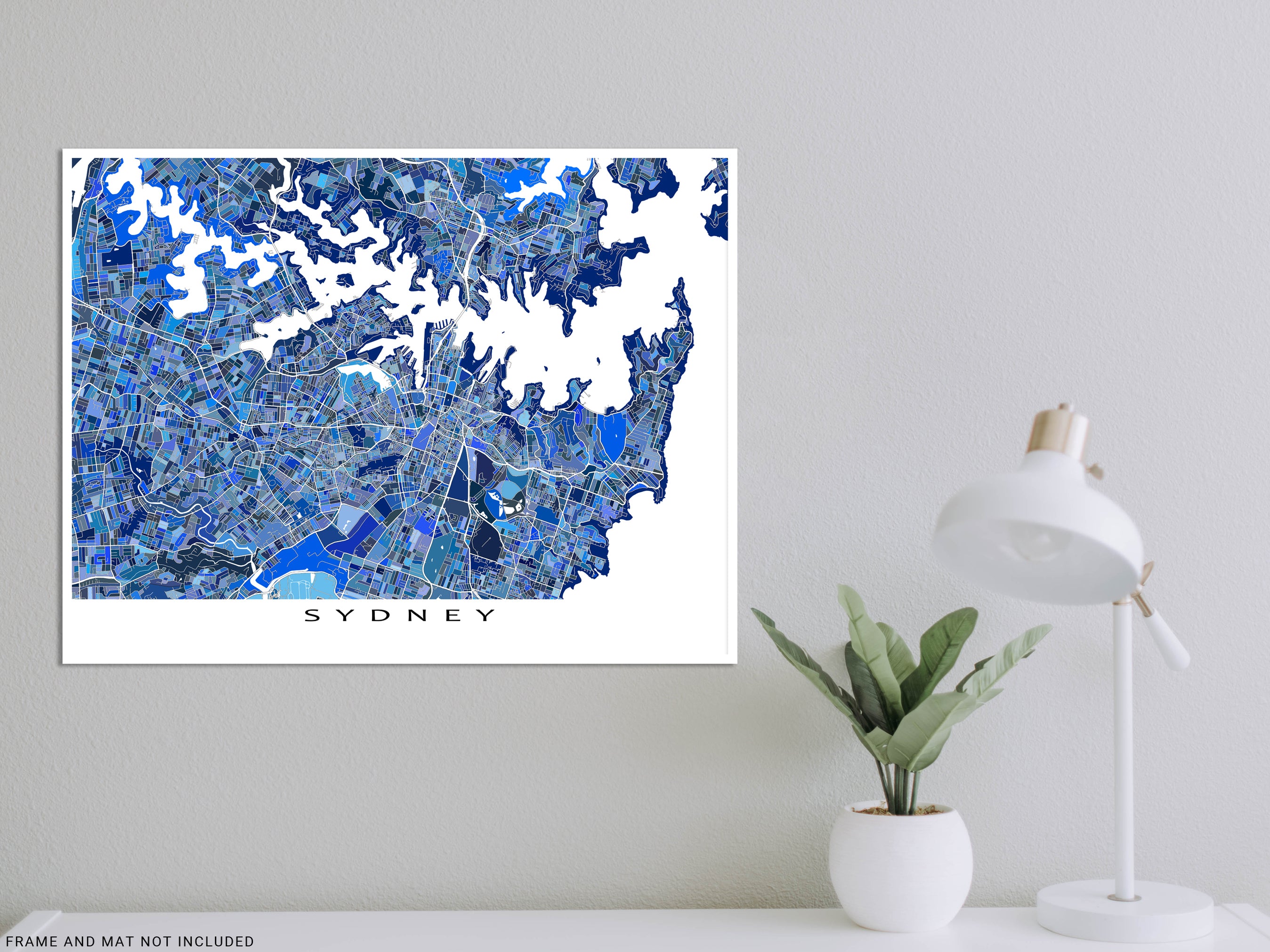 Sydney Australia City Street Map Print Poster, Blue Geometric Map of S ...