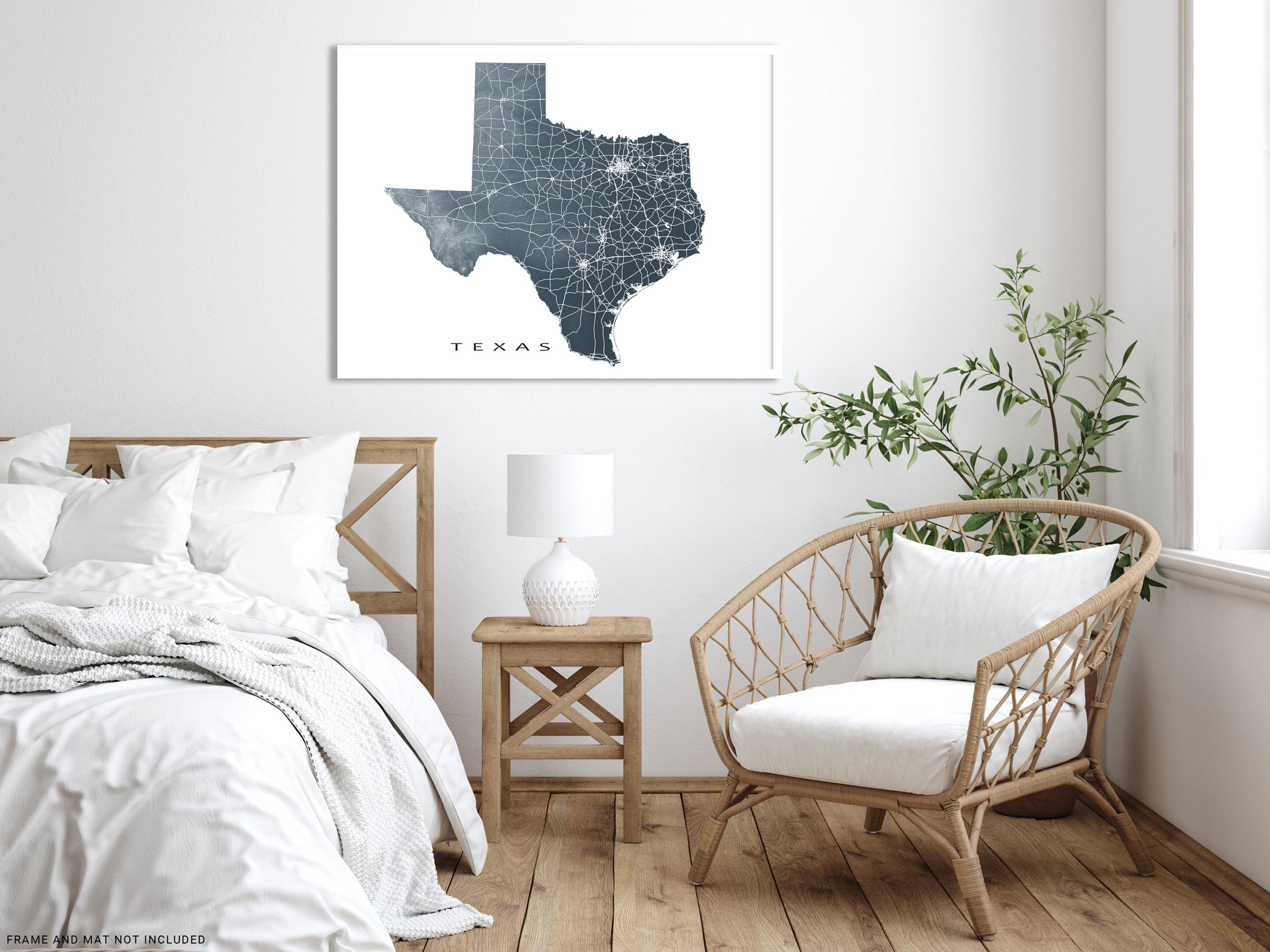 Texas Map Print Poster, TX Wall Art State Road Maps for Home Decor, Au ...