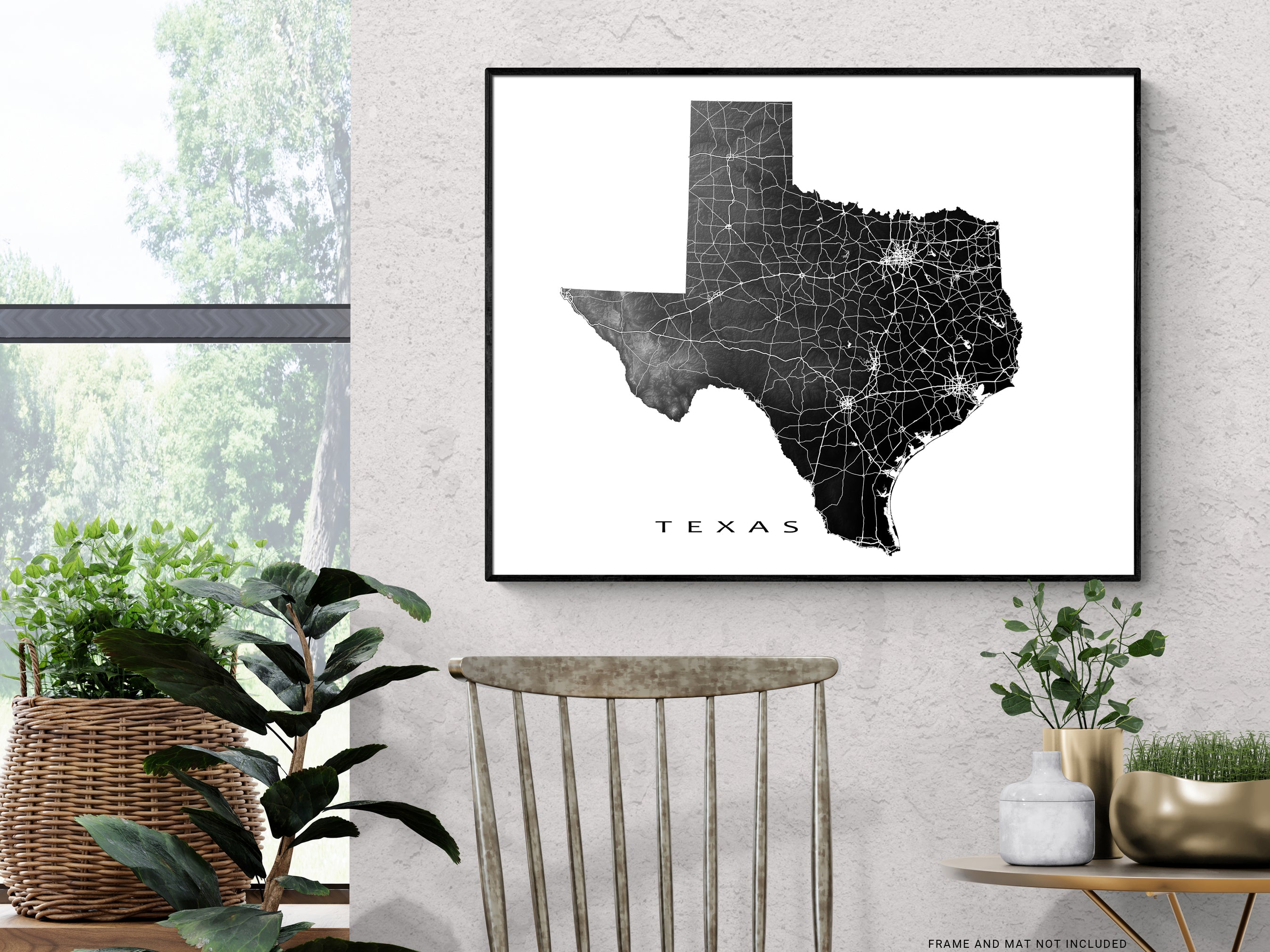 Texas Map Print Poster, TX Wall Art State Road Maps for Home Decor, Au ...