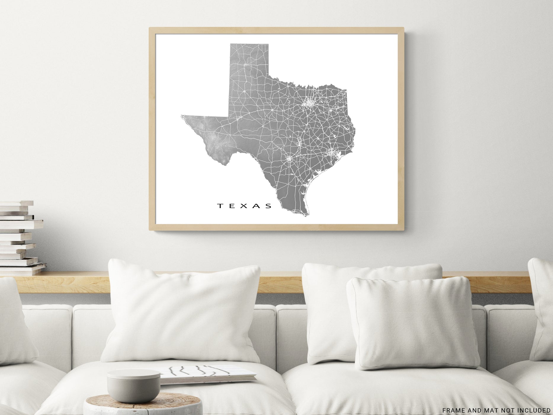 Texas Map Print Poster, TX Wall Art State Road Maps for Home Decor, Au ...