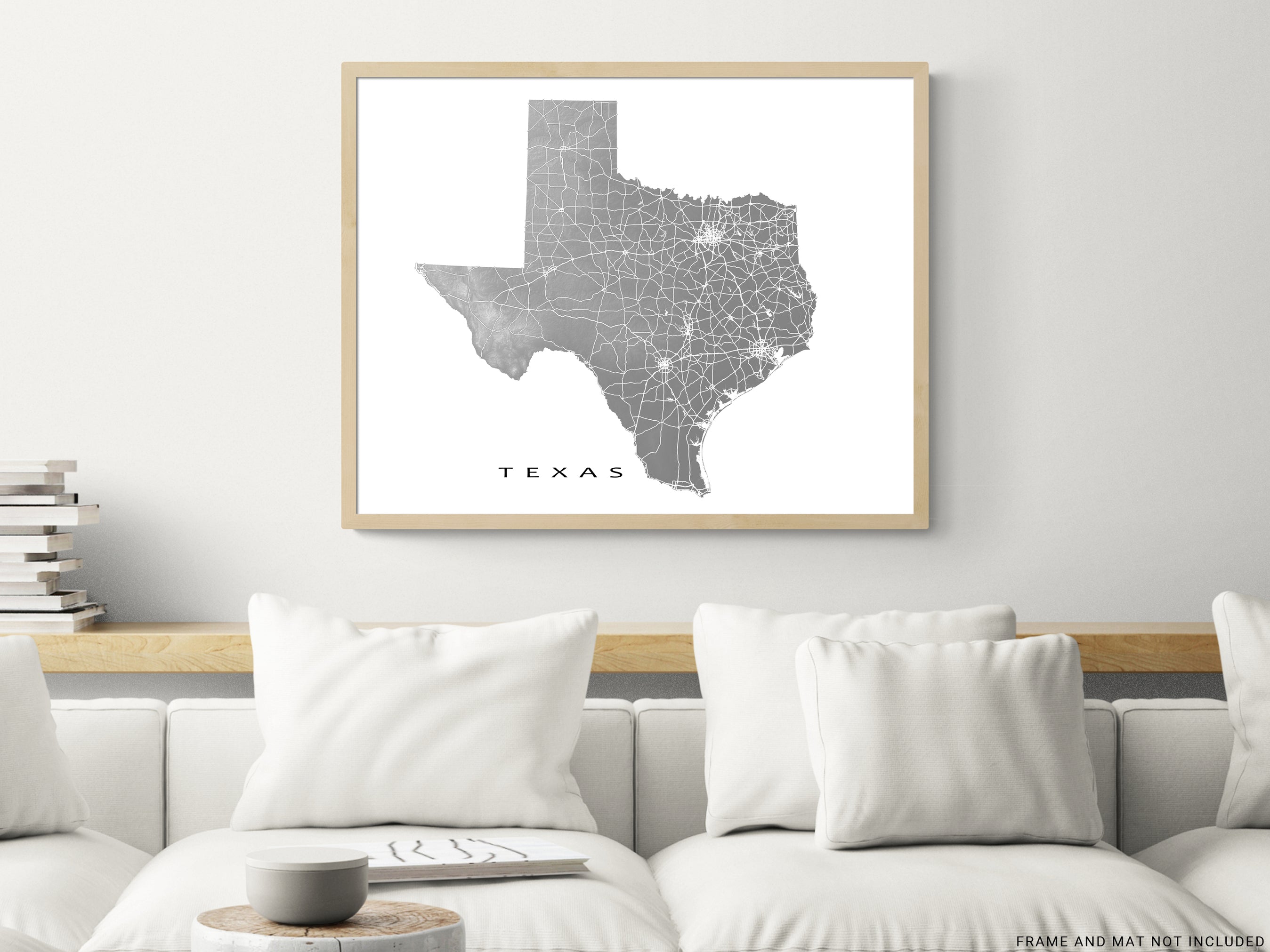 Texas Map Print Poster, TX Wall Art State Road Maps for Home Decor, Au ...