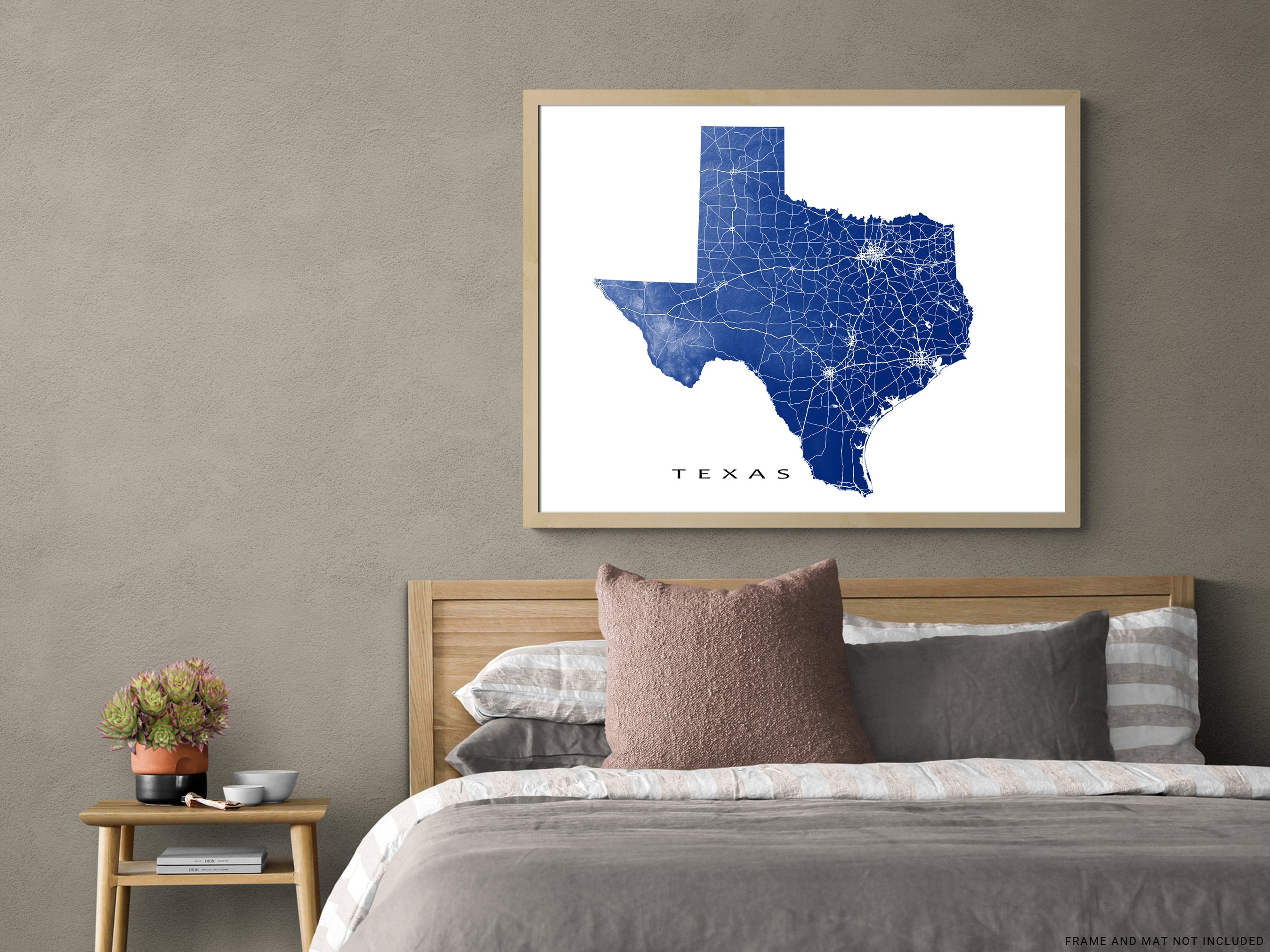 Texas Map Print Poster, TX Wall Art State Road Maps for Home Decor, Au ...