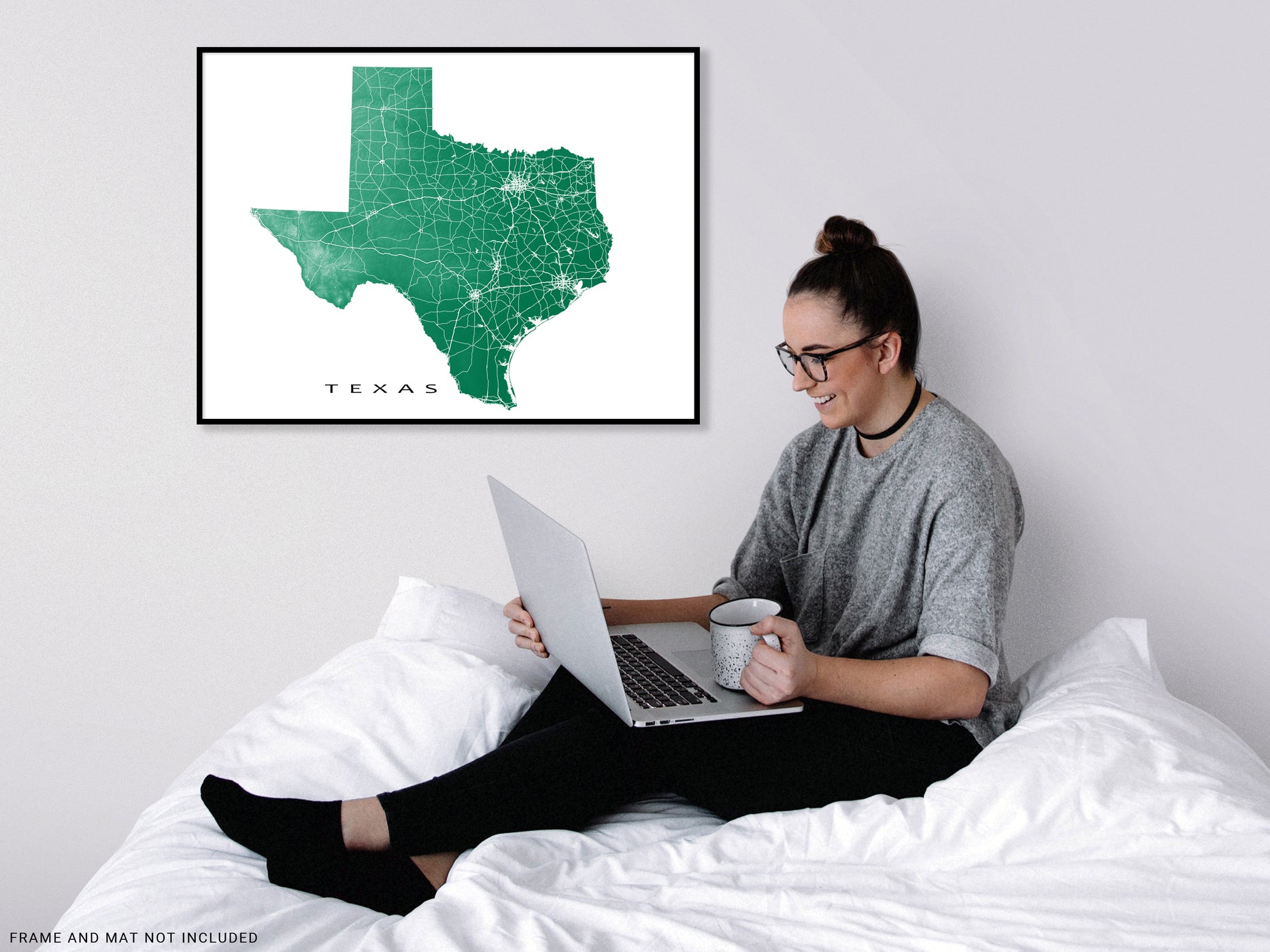 Texas Map Print Poster, TX Wall Art State Road Maps for Home Decor, Au ...