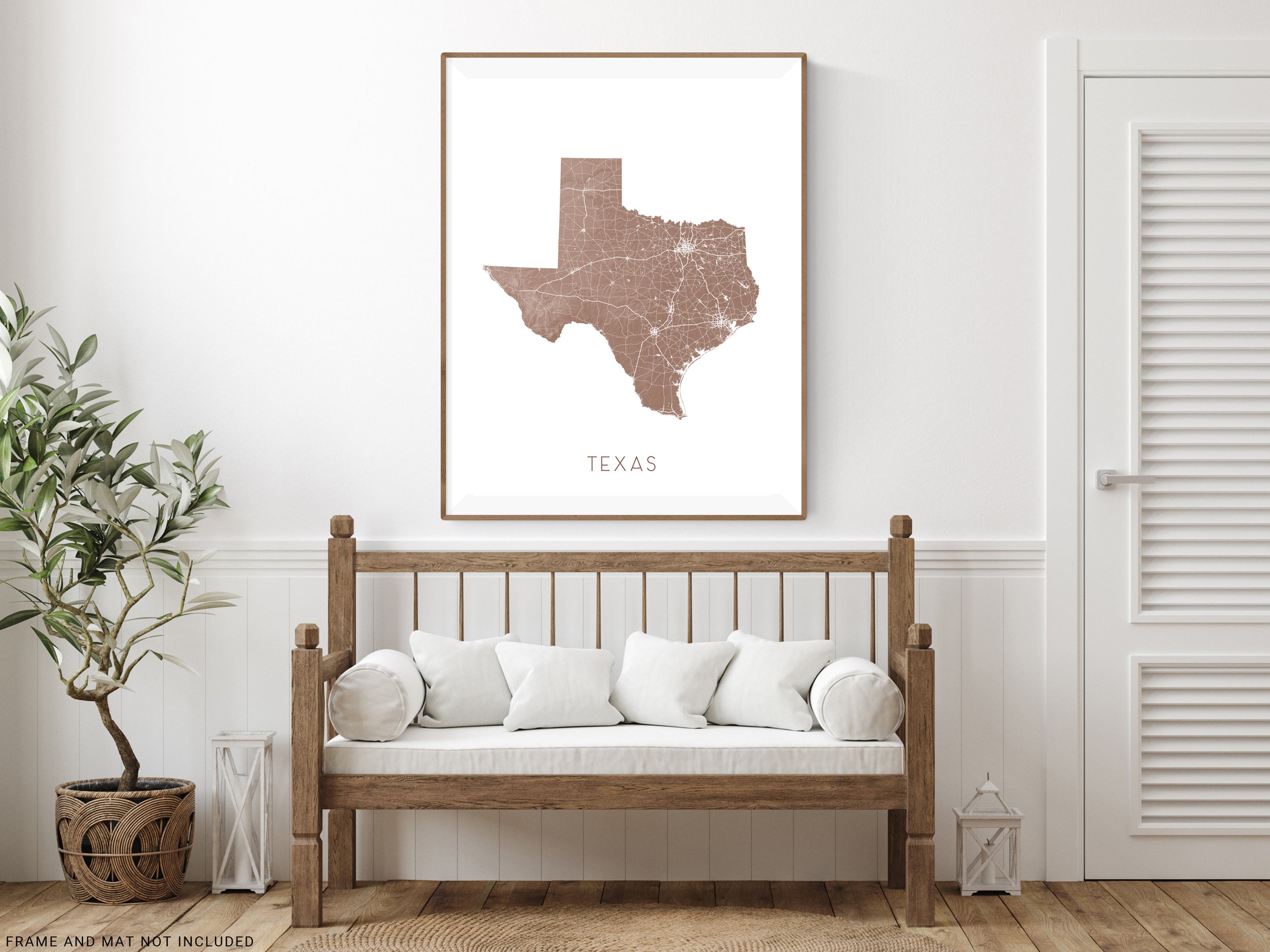 Texas Map Print - Topographic Map of Texas State Wall Art Poster, Texa ...