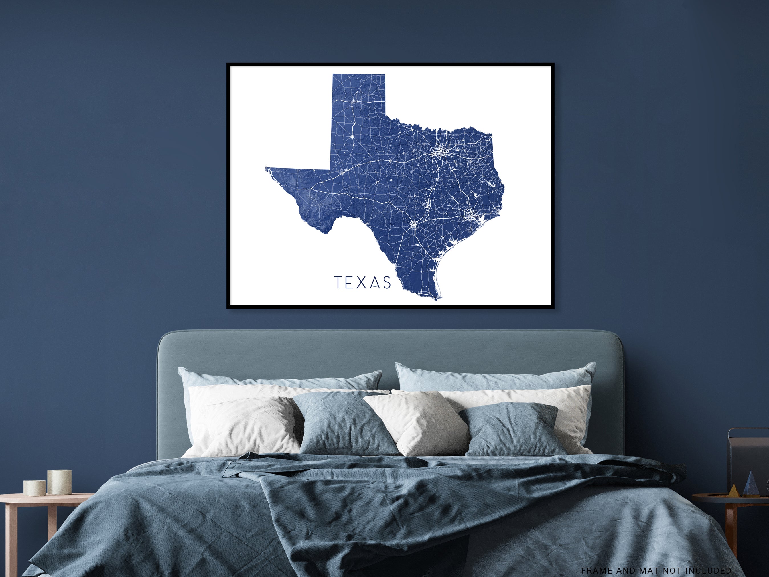 Texas Map Print - Topographic Map of Texas State Wall Art Poster, Texa ...