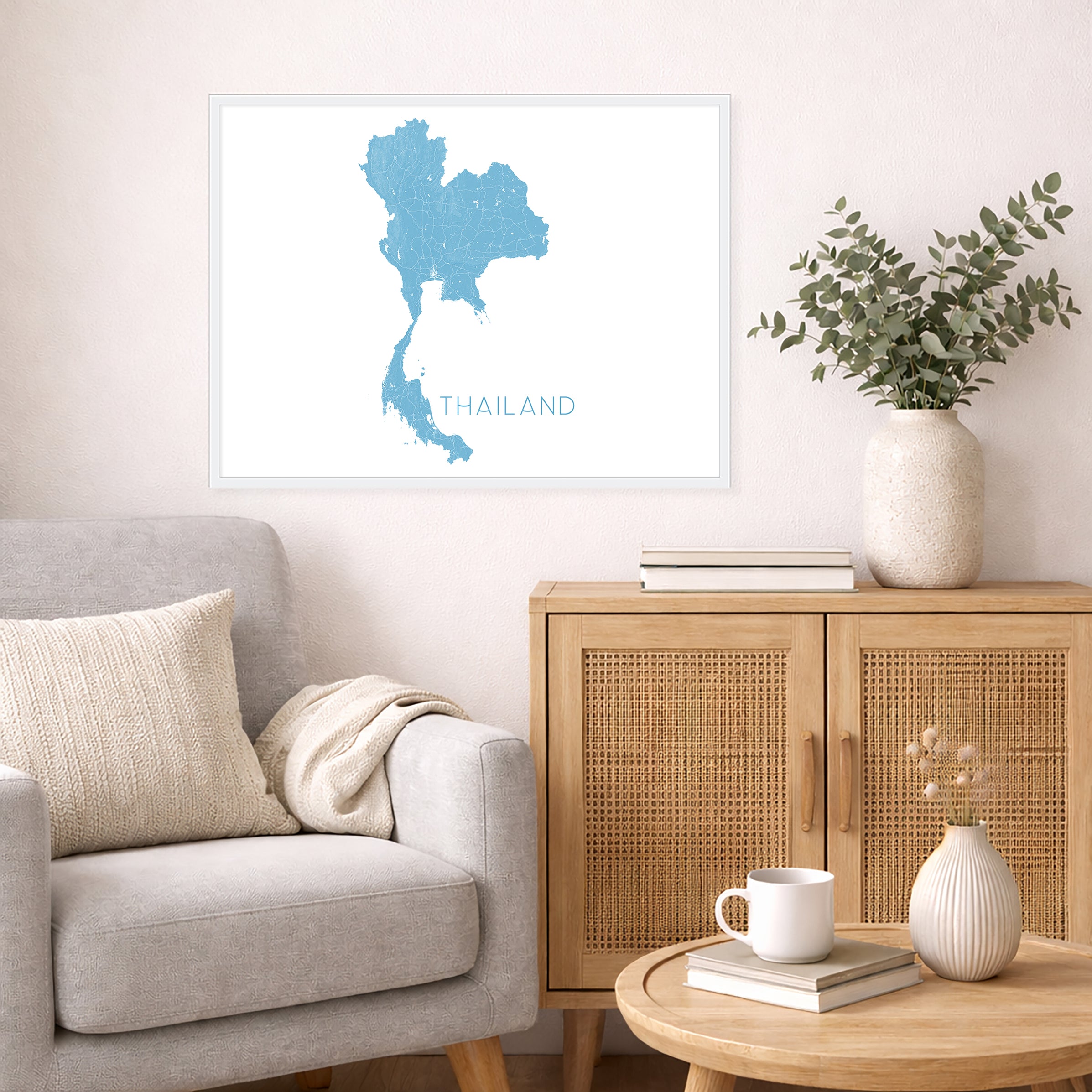 Thailand Map Print: Topographic Wall Art Poster, Bangkok Phuket Chiang ...