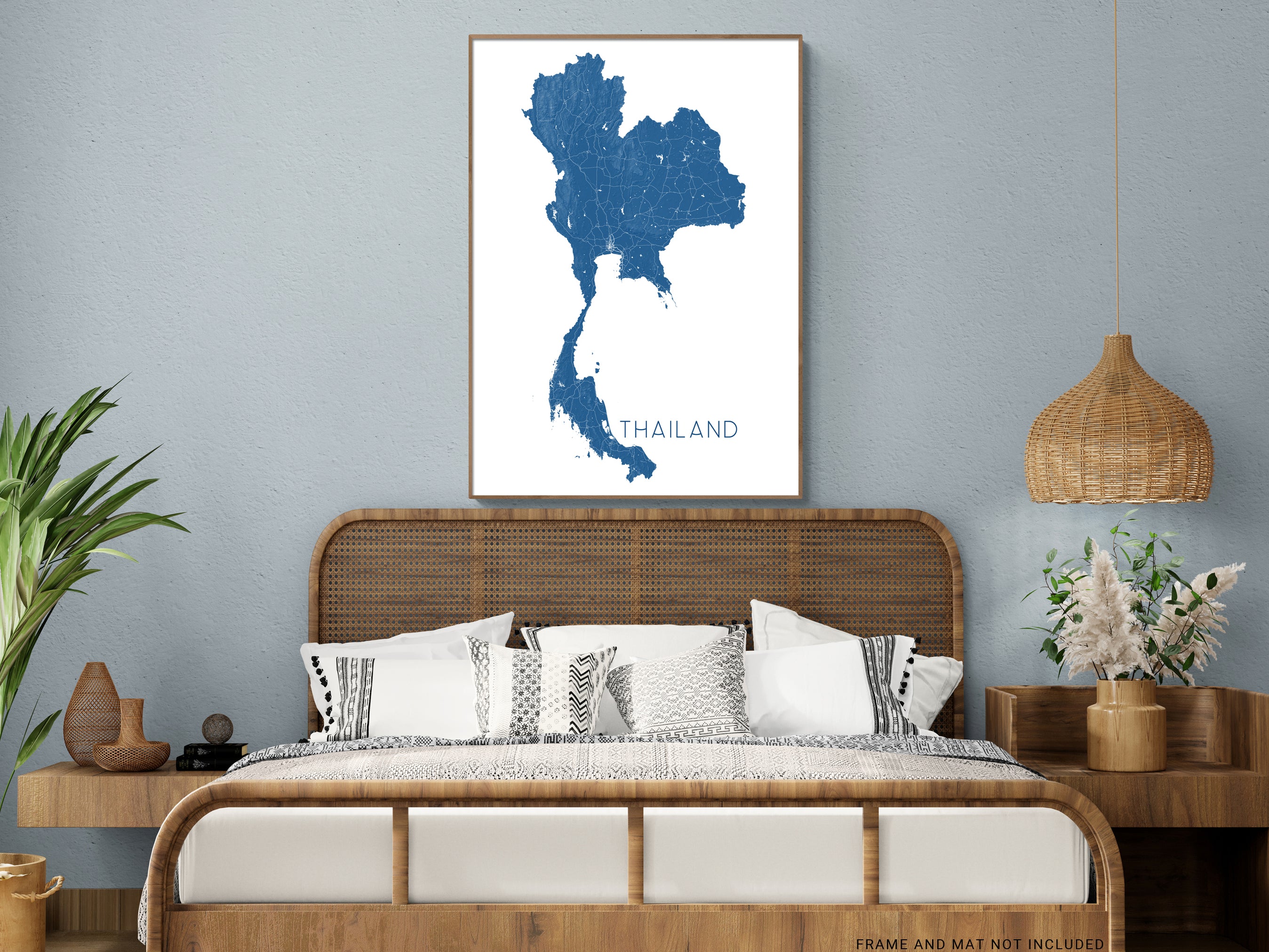 Thailand Map Print - Map of Thailand Wall Art Poster, Country Maps, Ba ...