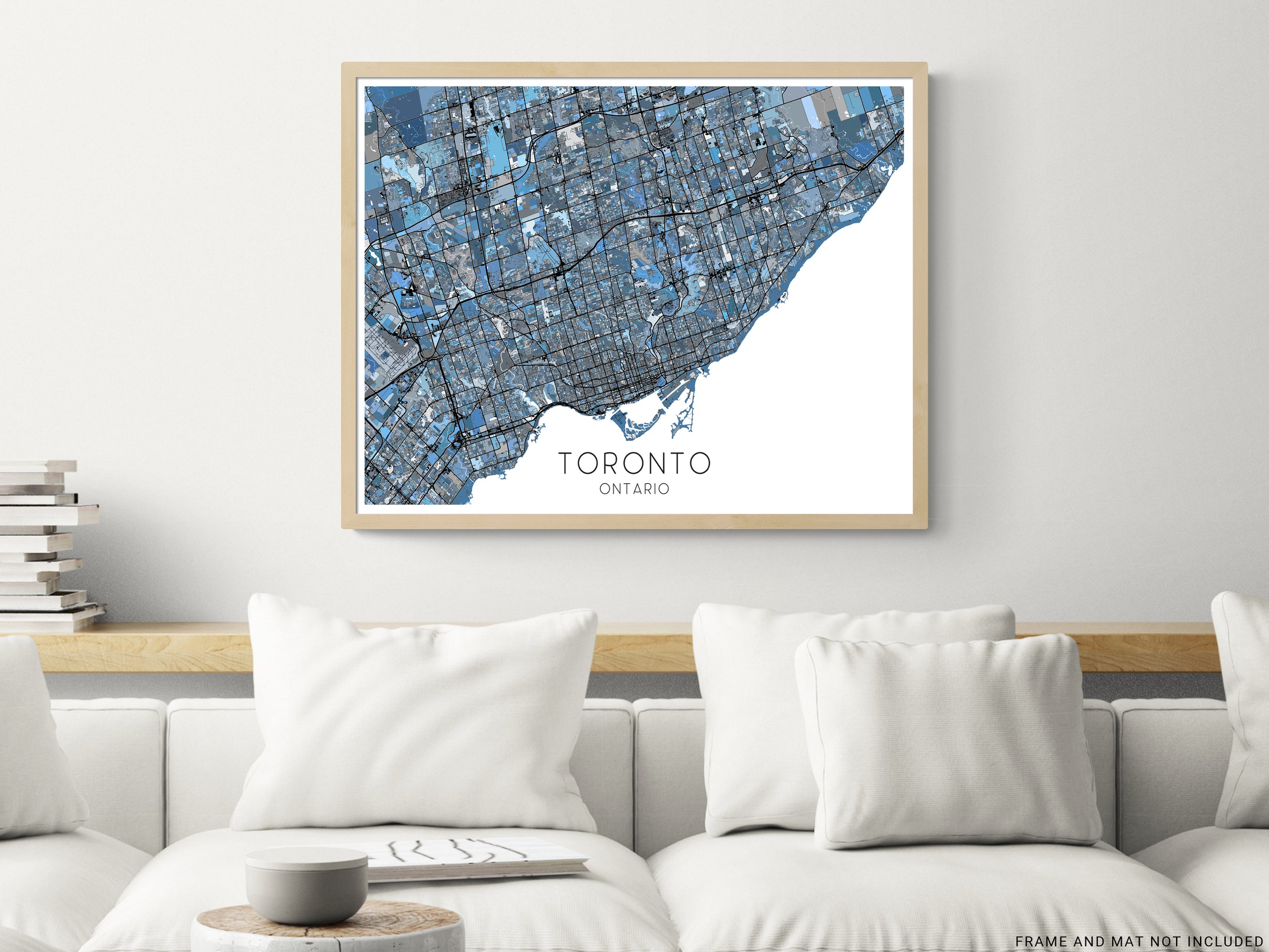 Toronto Map of Toronto Art Print, Denim Blue Geometric Toronto Ontario ...