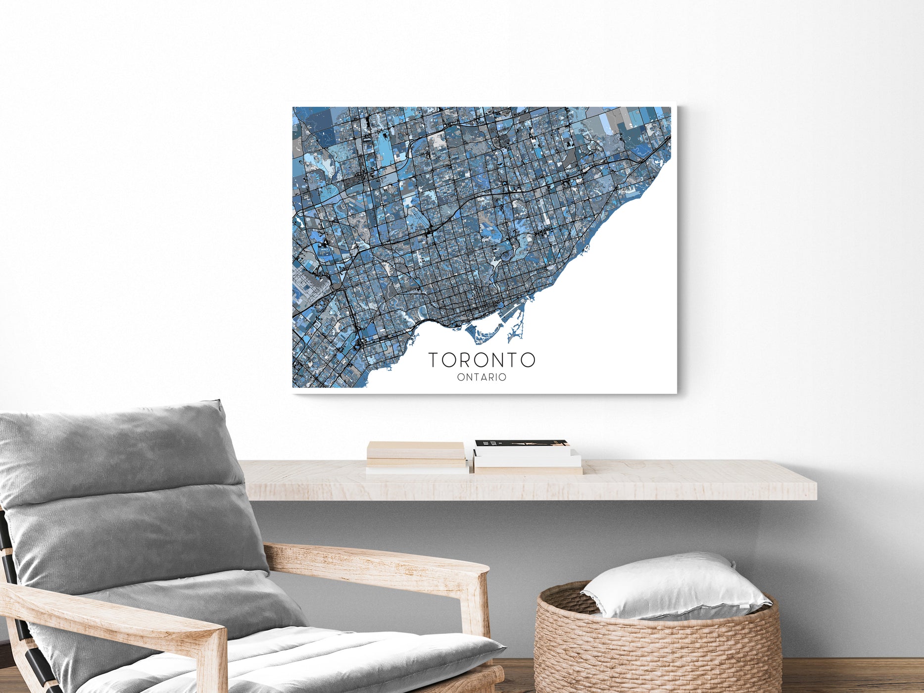 Toronto Map of Toronto Art Print, Denim Blue Geometric Toronto Ontario ...