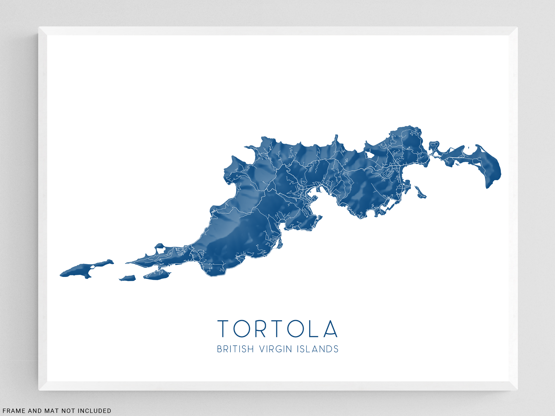 Tortola British Virgin Islands Map Wall Art Poster Print, BVI Caribbea ...