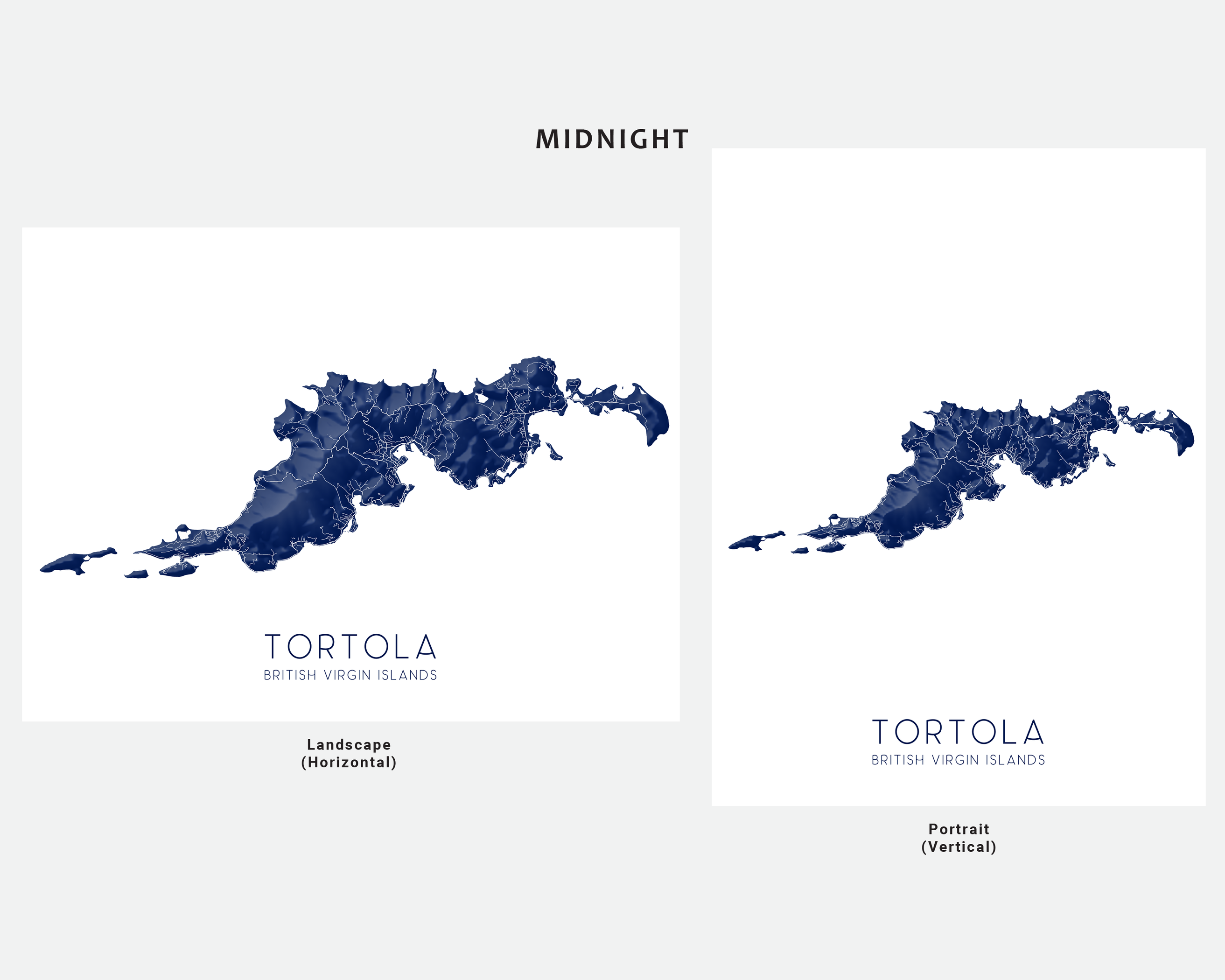 Tortola British Virgin Islands Map Wall Art Poster Print, BVI Caribbea ...