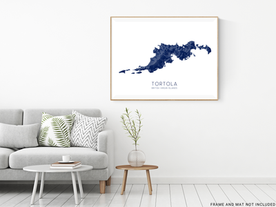 Tortola British Virgin Islands Map Wall Art Poster Print, BVI Caribbea ...