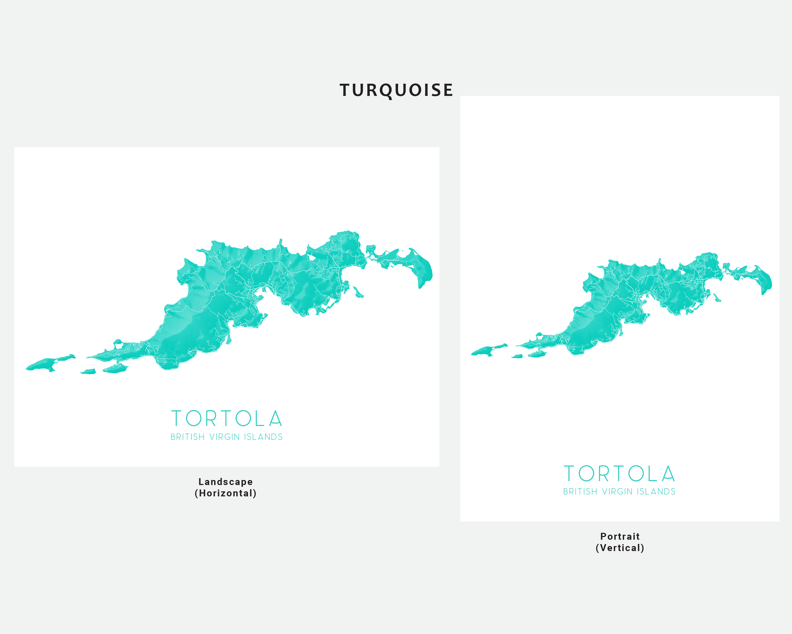 Tortola British Virgin Islands Map Wall Art Poster Print, BVI Caribbea ...