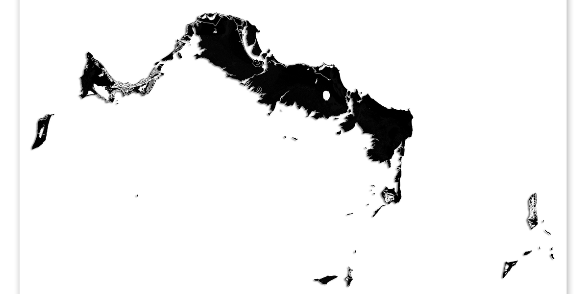 Turks and Caicos Islands Map, Black and White Wall Art Print Poster, G ...