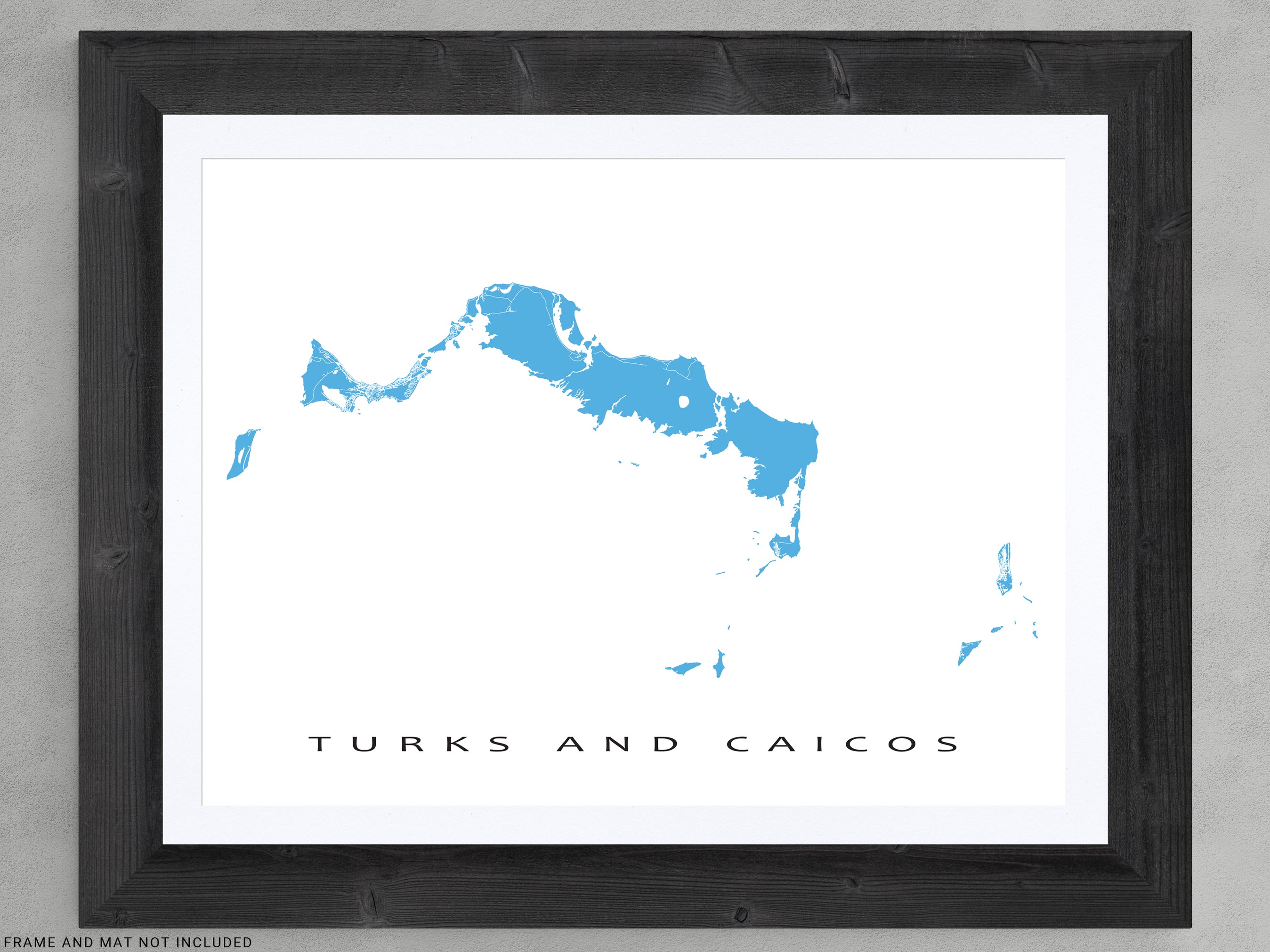Turks and Caicos Islands Map Print, Grand Turk Wall Art Poster Maps, P ...
