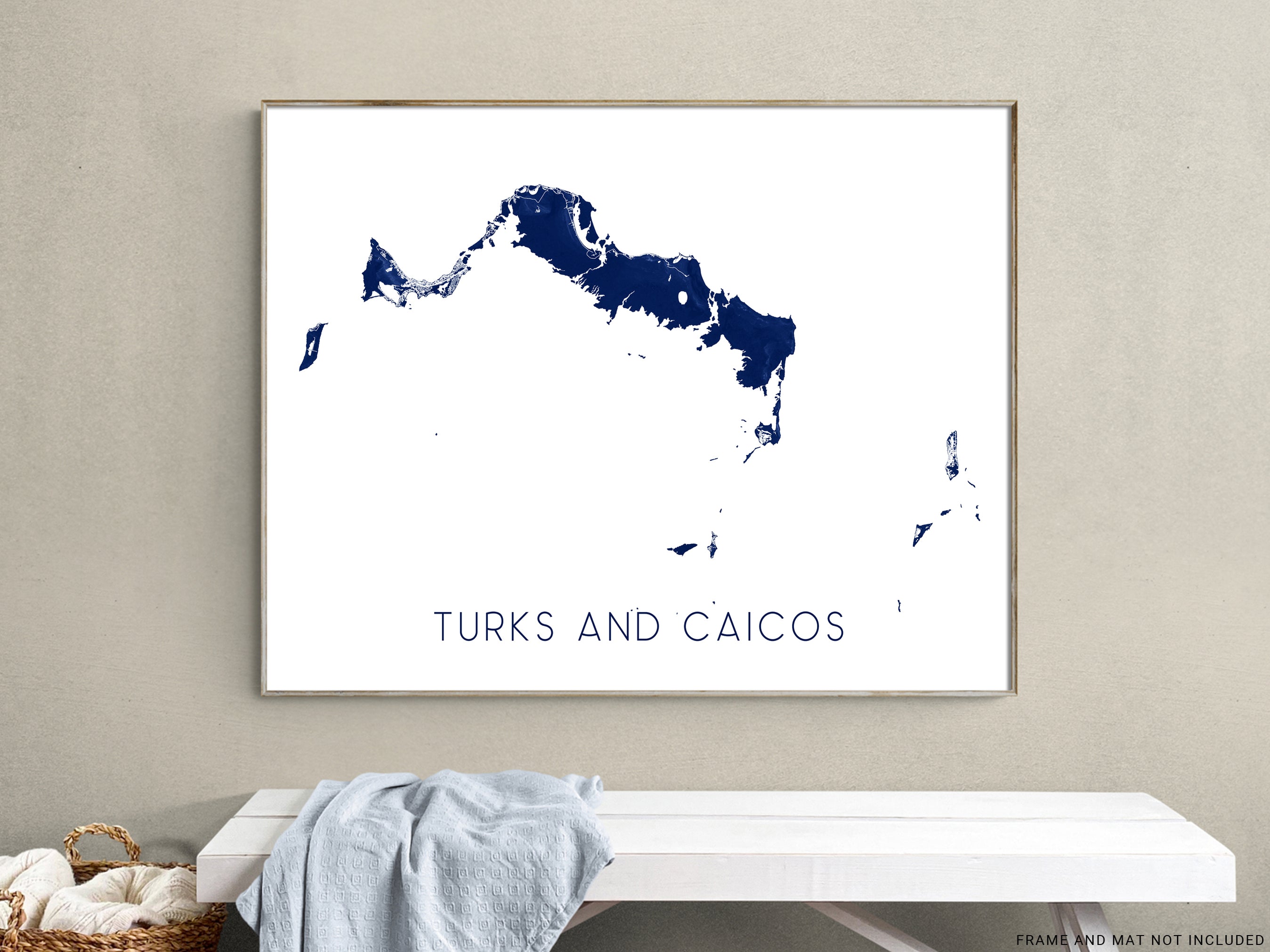 Turks And Caicos Map Wall Art Print Poster - Map of Turks & Caicos Car ...