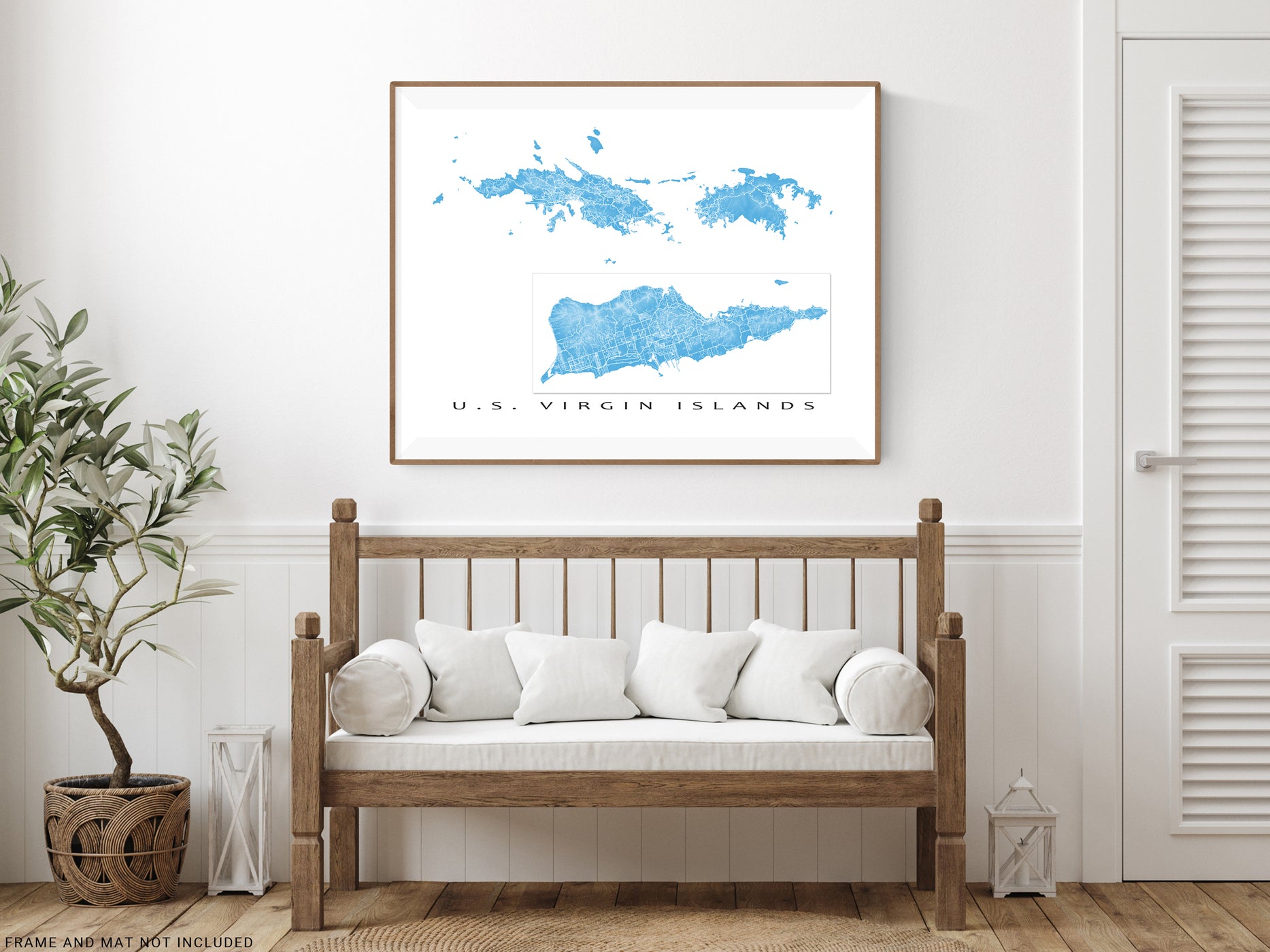 US Virgin Islands Map Print Poster, USVI Wall Art Caribbean Maps for H ...
