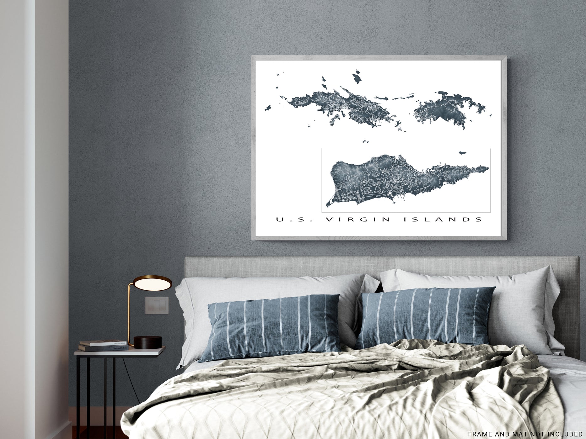 US Virgin Islands Map Print Poster, USVI Wall Art Caribbean Maps for H ...