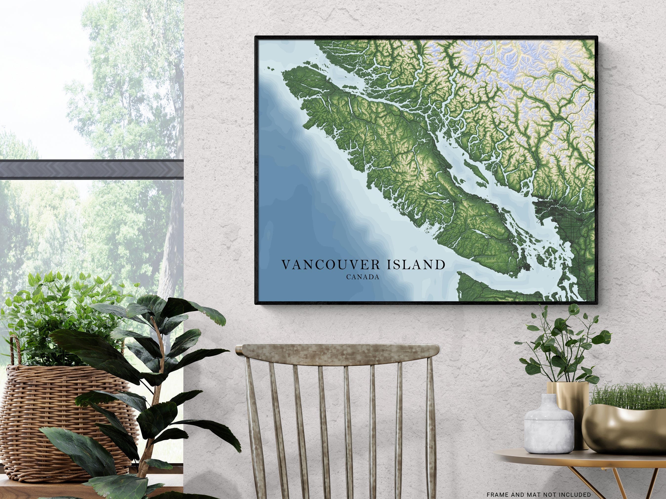 Vancouver Island BC Canada Regional Topographic Map Wall Art Print Pos ...