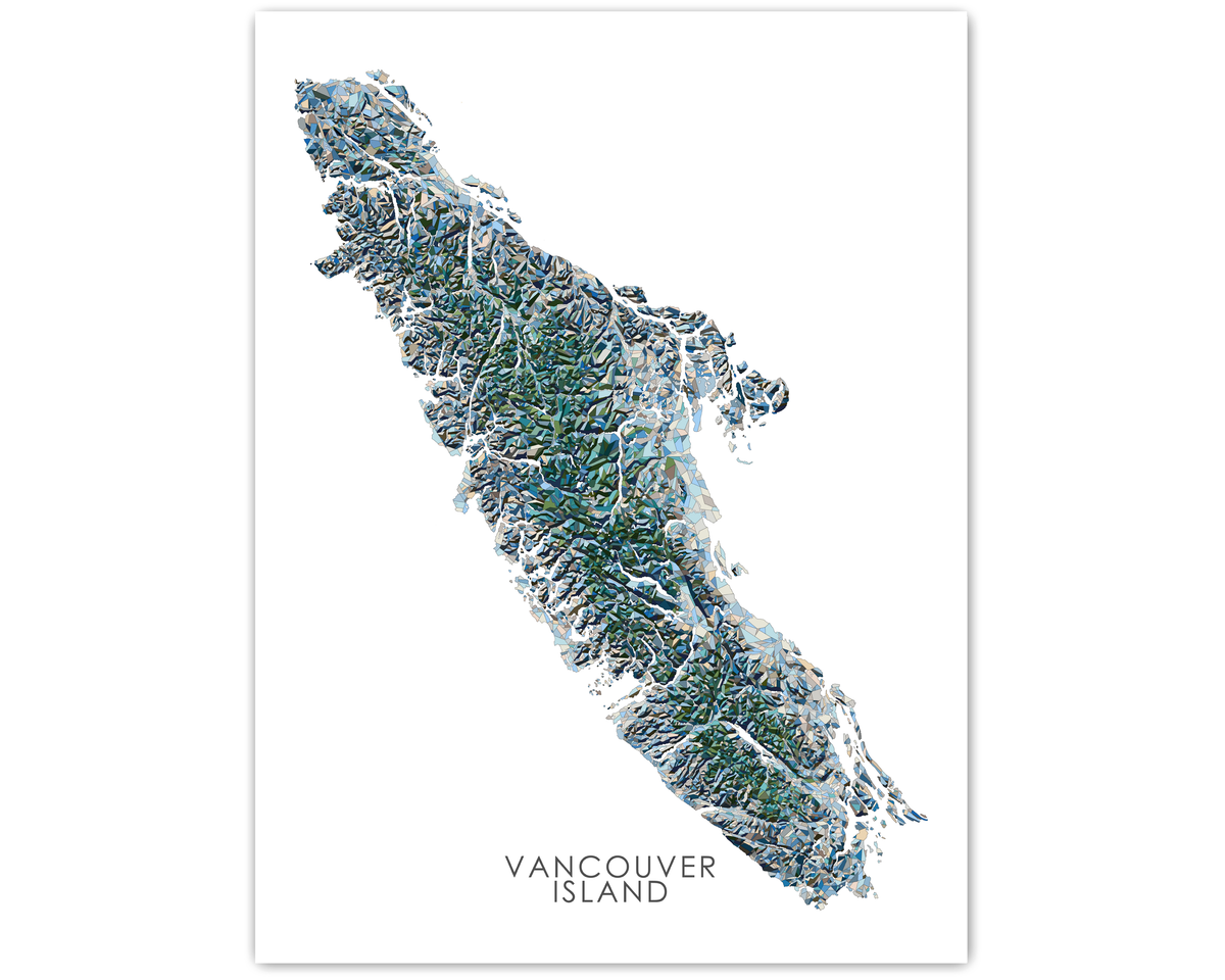 Vancouver Island BC Map Print Poster, Geometric Handmade Wall Art, Can ...