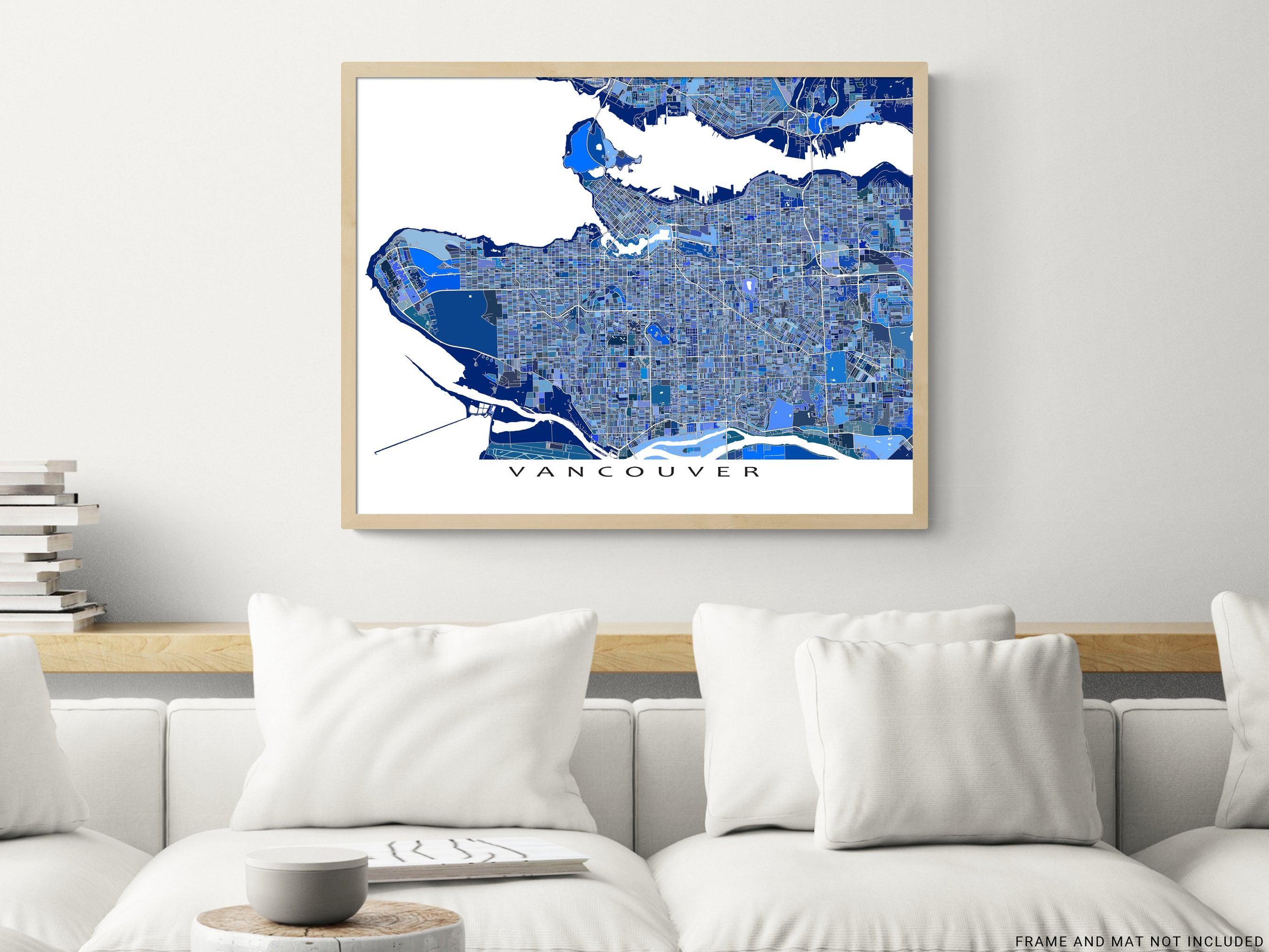 Vancouver Map Art Print, British Columbia Canada, Blue — Maps As Art