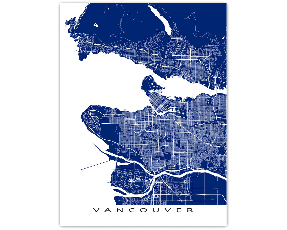 Vancouver Map Wall Art Print Poster, Vancouver BC Canada City Street R ...