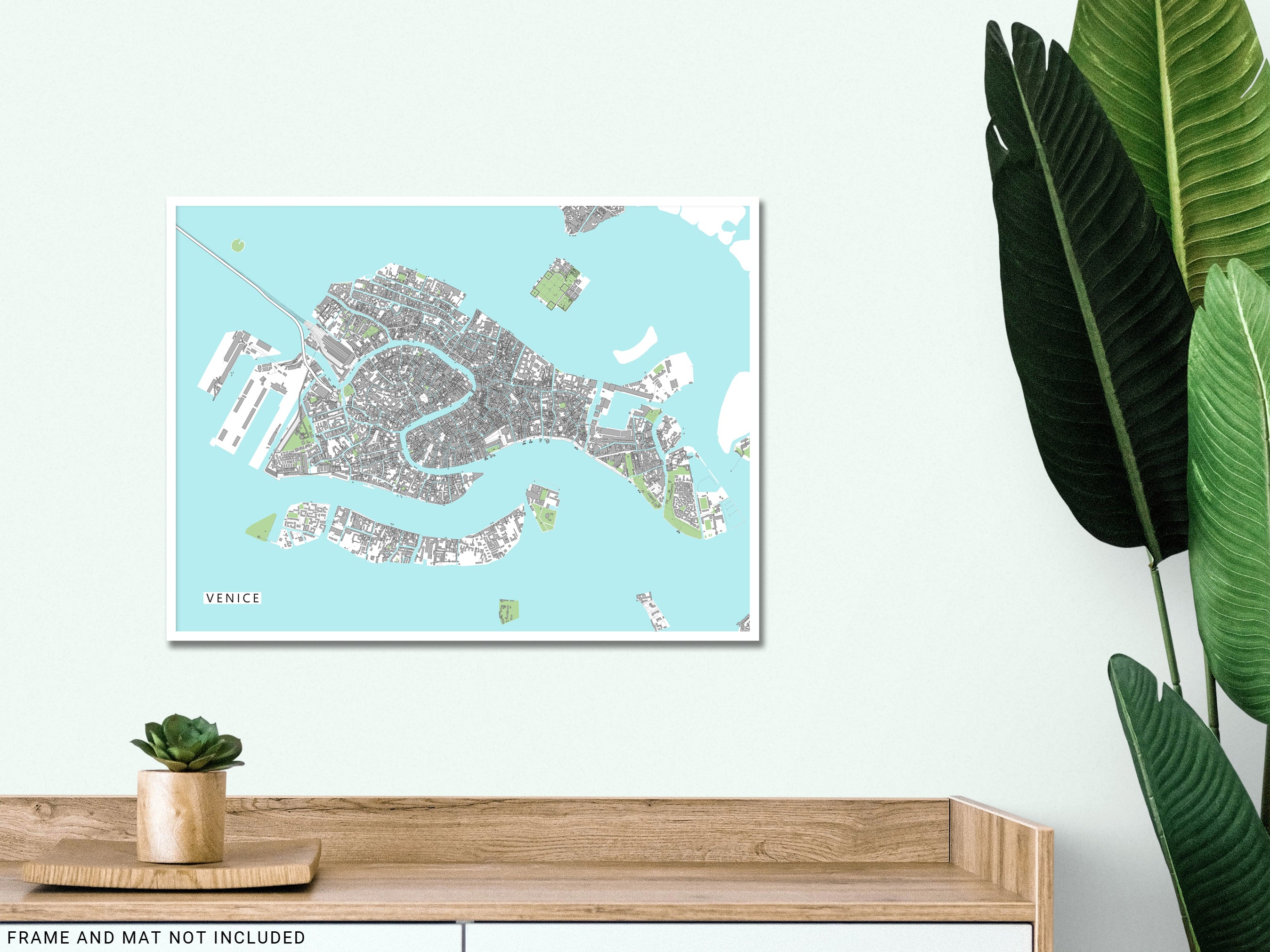 Venice Map Wall Art Print Poster with Buildings for Home Decor, Venezi ...