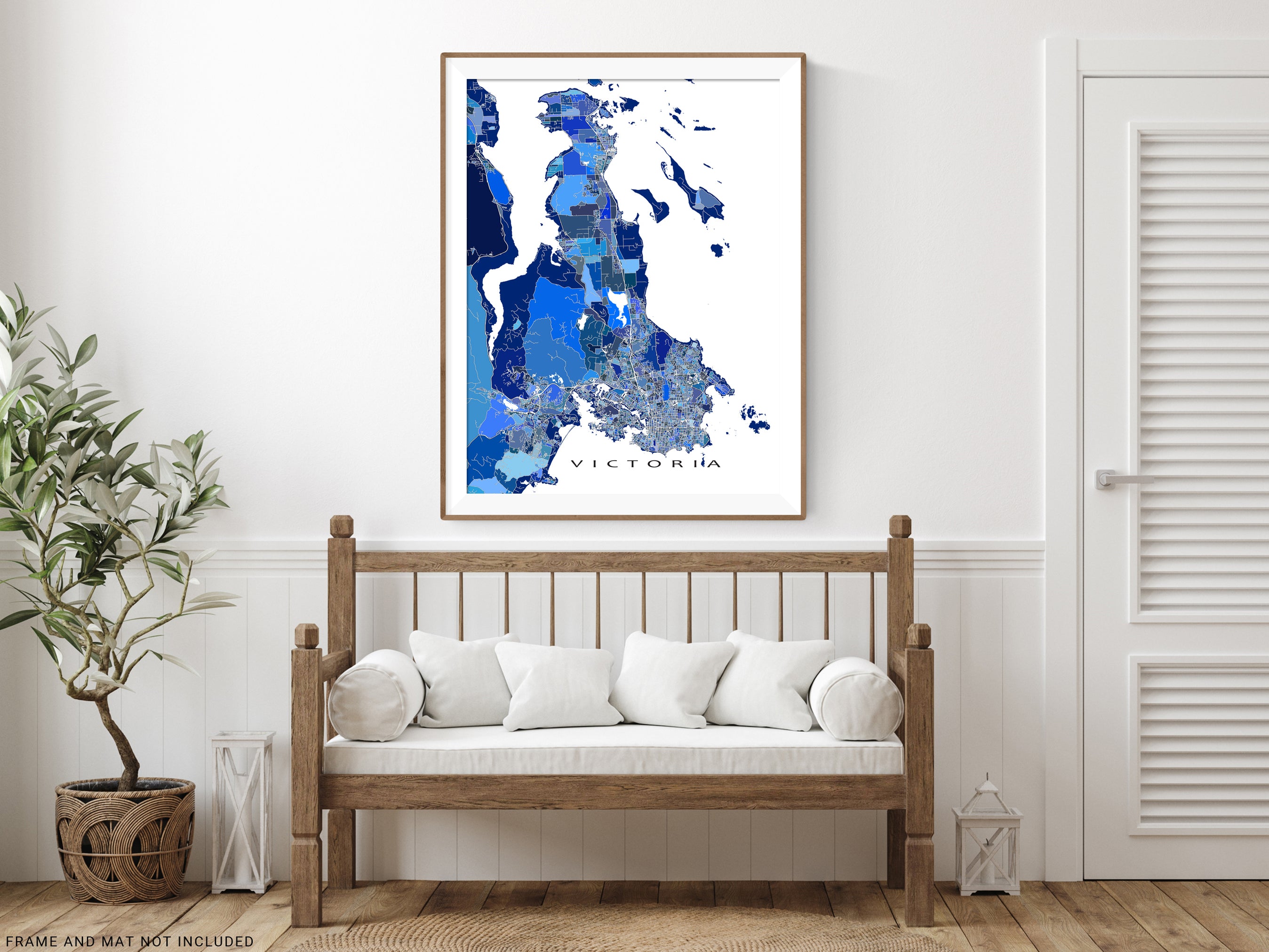 Victoria BC Map Print Poster, Blue Geometric Canada City Street Maps ...
