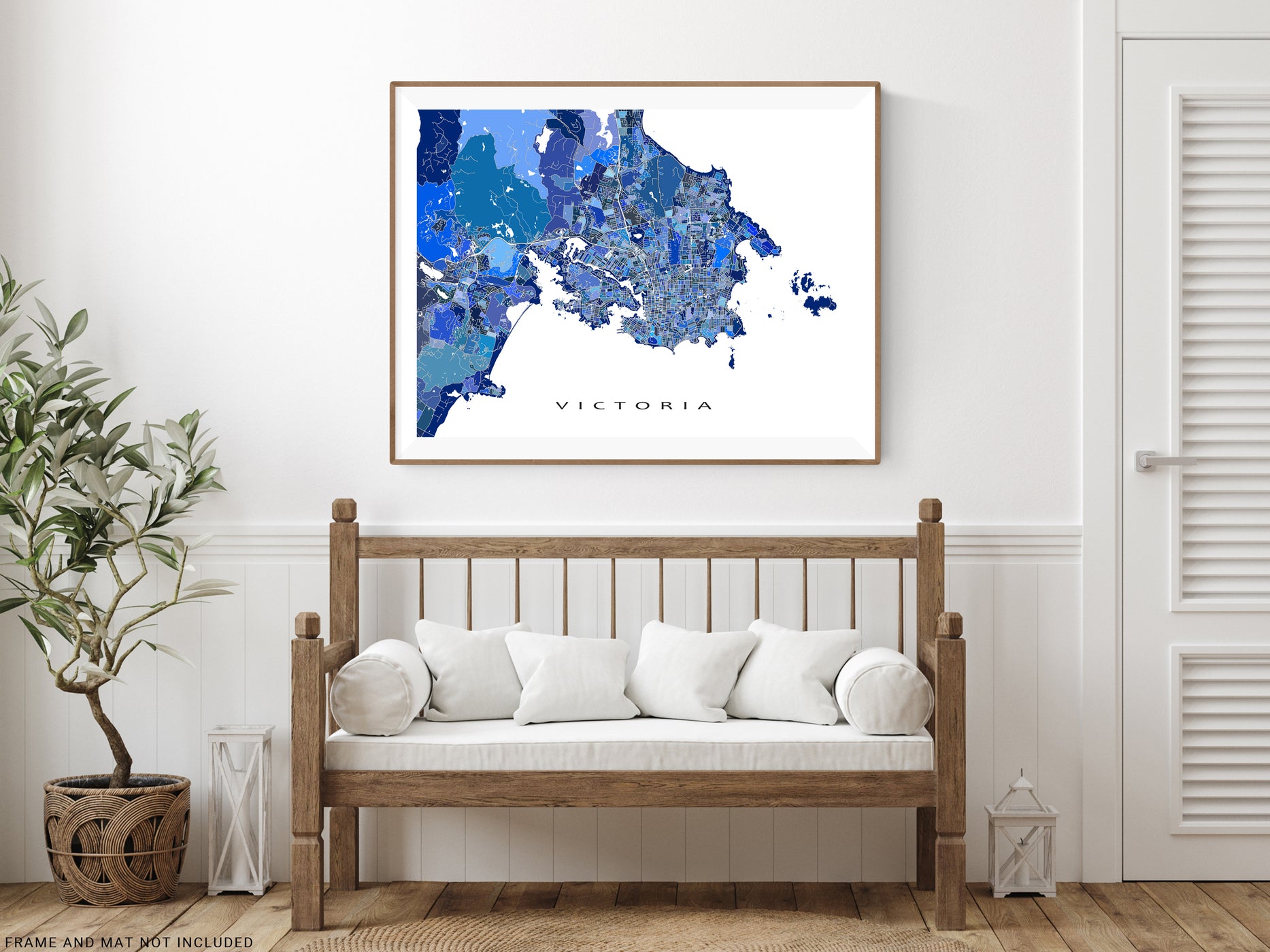 Victoria Canada Map Print Poster, Blue Geometric BC City Street Harbou ...