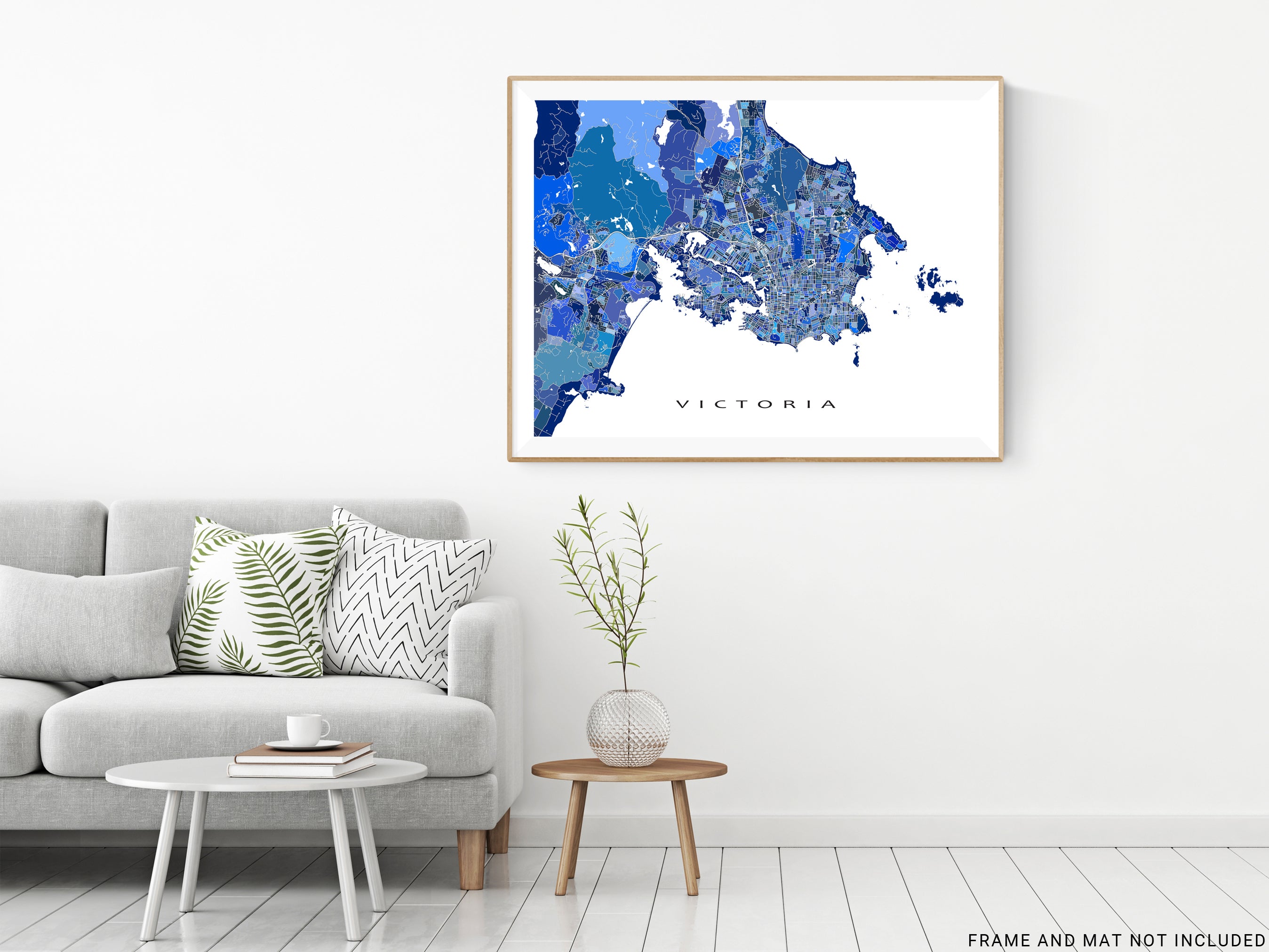 Victoria Canada Map Print Poster, Blue Geometric BC City Street Harbou ...