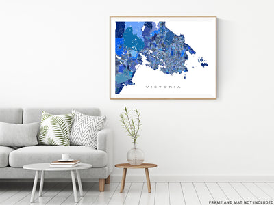 Victoria Canada Map Print Poster, Blue Geometric BC City Street Harbou ...