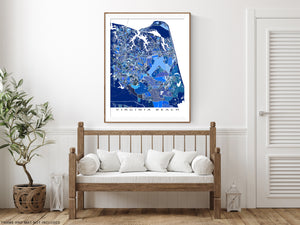 Virginia Beach City Street Map Wall Art Print Poster, Blue Geometric D ...